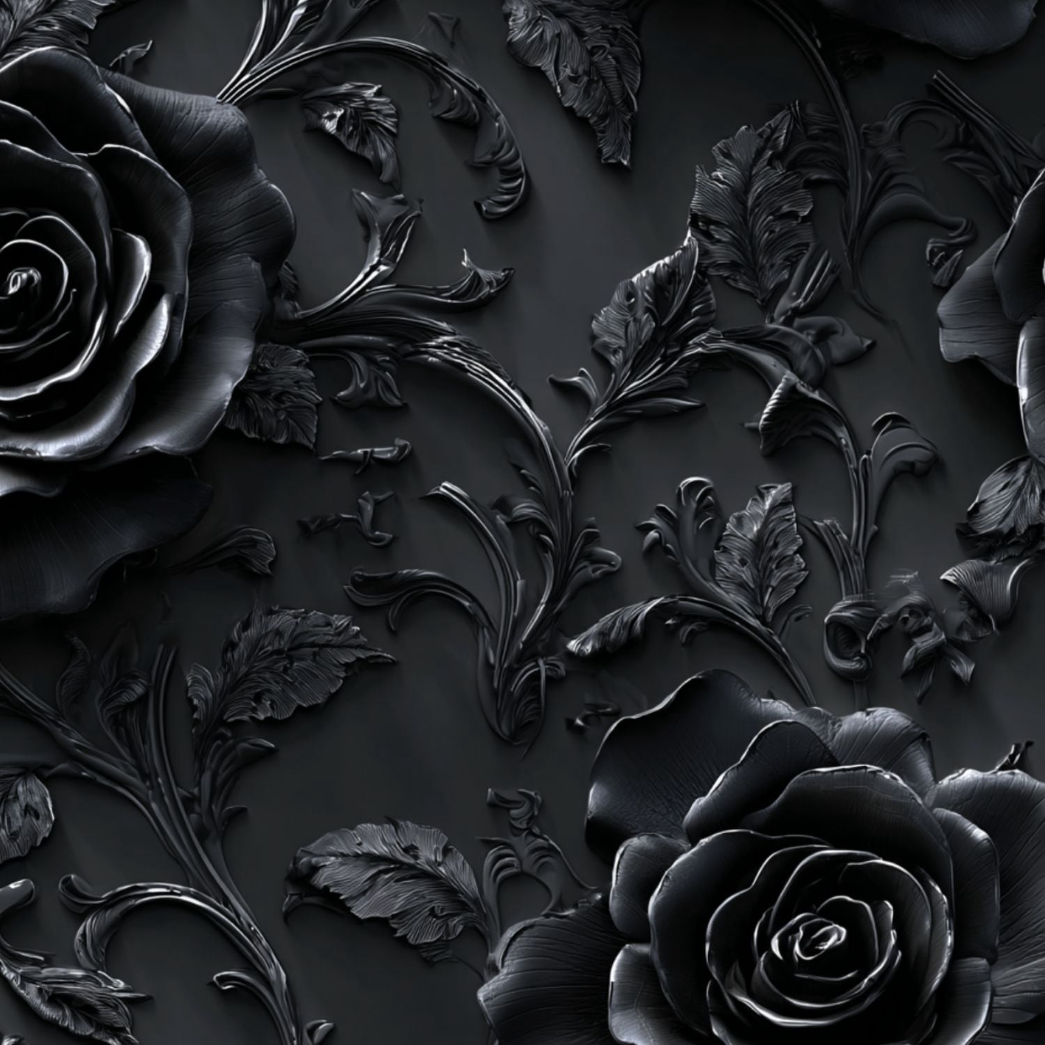 Peel and Stick Wallpaper Black Rose Floral Dark Baroque Embossed ...