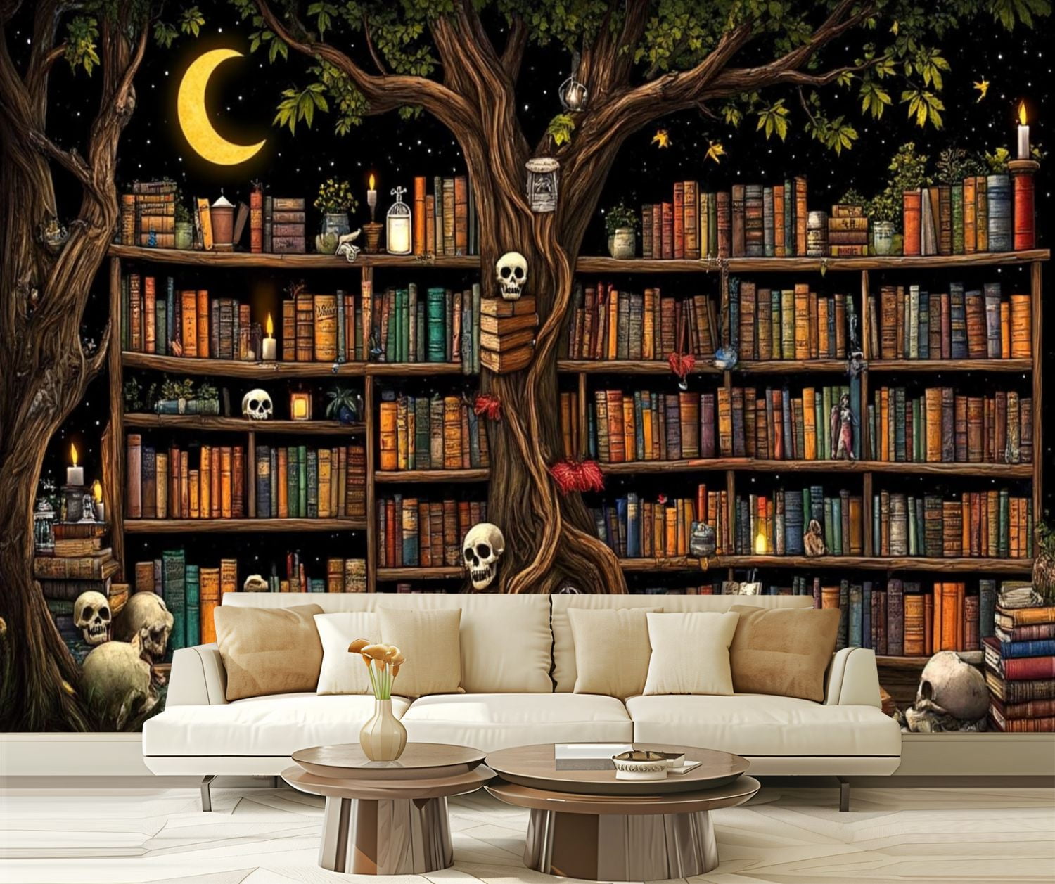 Peel and Stick Wallpaper Bookshelf Aesthetic Bookcase Vintage Botanical ...
