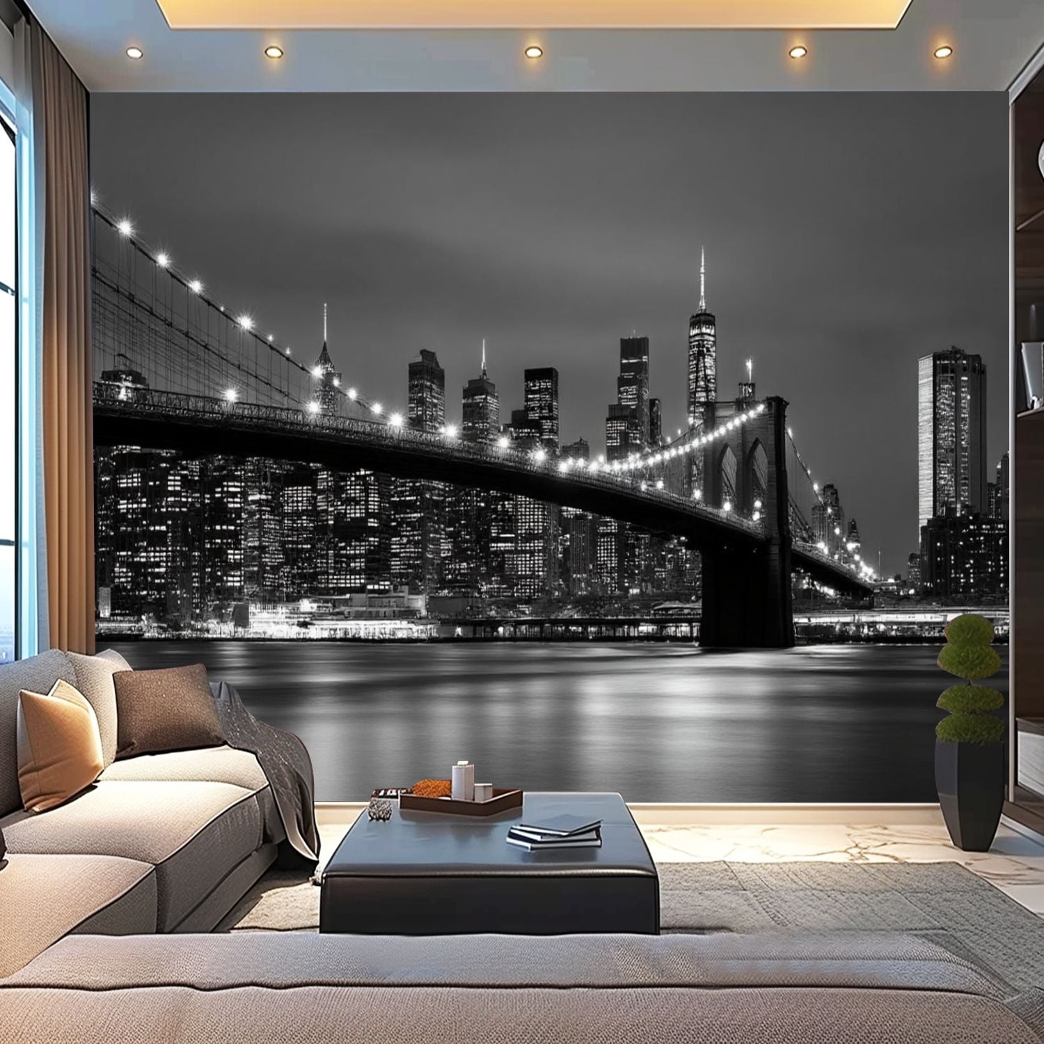 Peel and Stick Wallpaper Brooklyn Bridge New York City Downtown Skyline ...