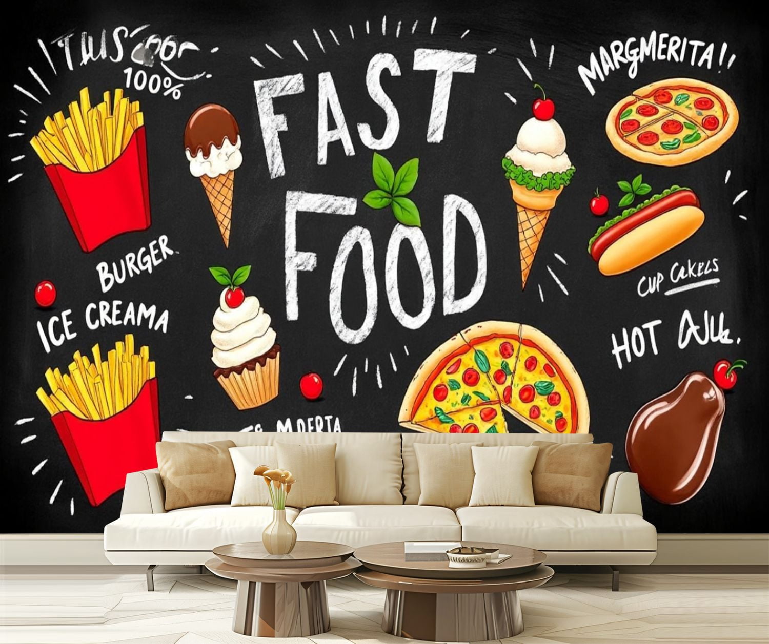 Peel and Stick Wallpaper Burger Snack Peel Stick Wall Mural Bar Fast ...