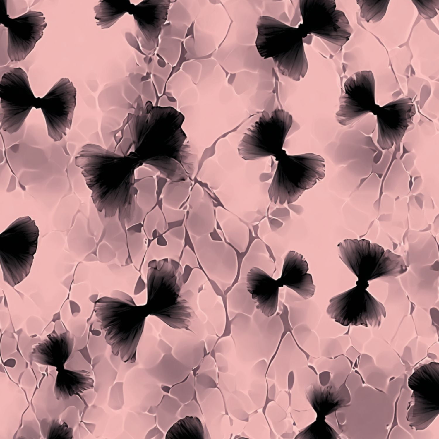 Peel and Stick Wallpaper Butterfly Soft Pink Marble Black Silhouettes ...
