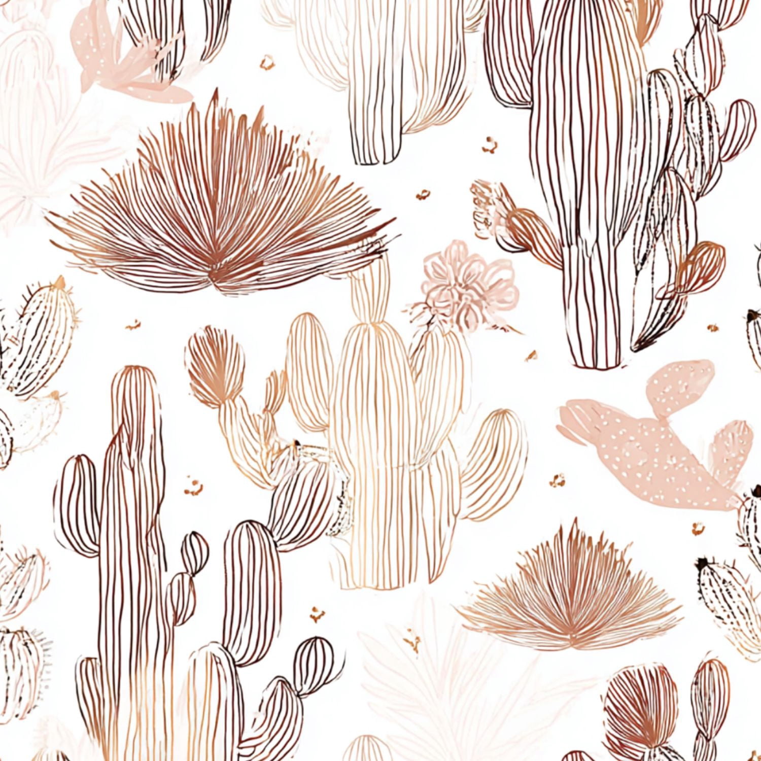 Peel and Stick Wallpaper Cactus Desert Botanical Seamless Minimalist ...