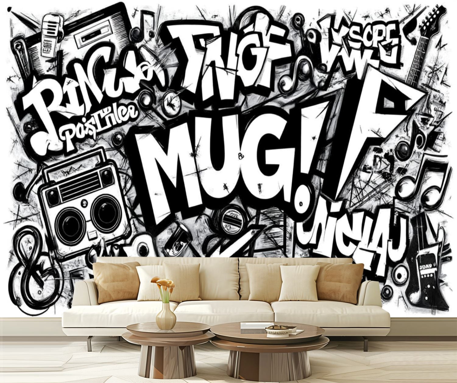 Peel and Stick Wallpaper Canvas Abstract Seamless Black White Comics ...