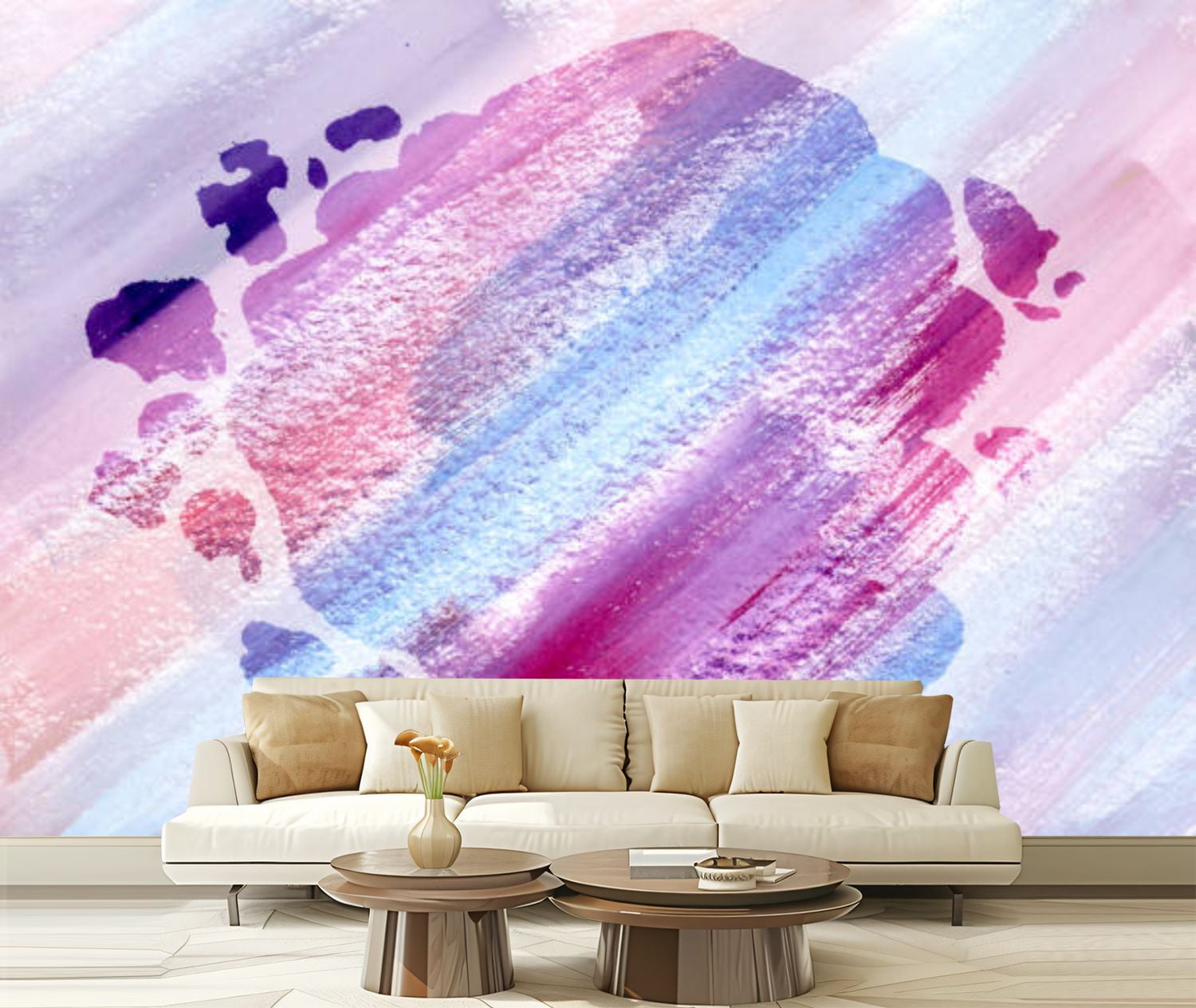 Peel and Stick Wallpaper Canvas Abstract multicolor Watercolor rainbow ...