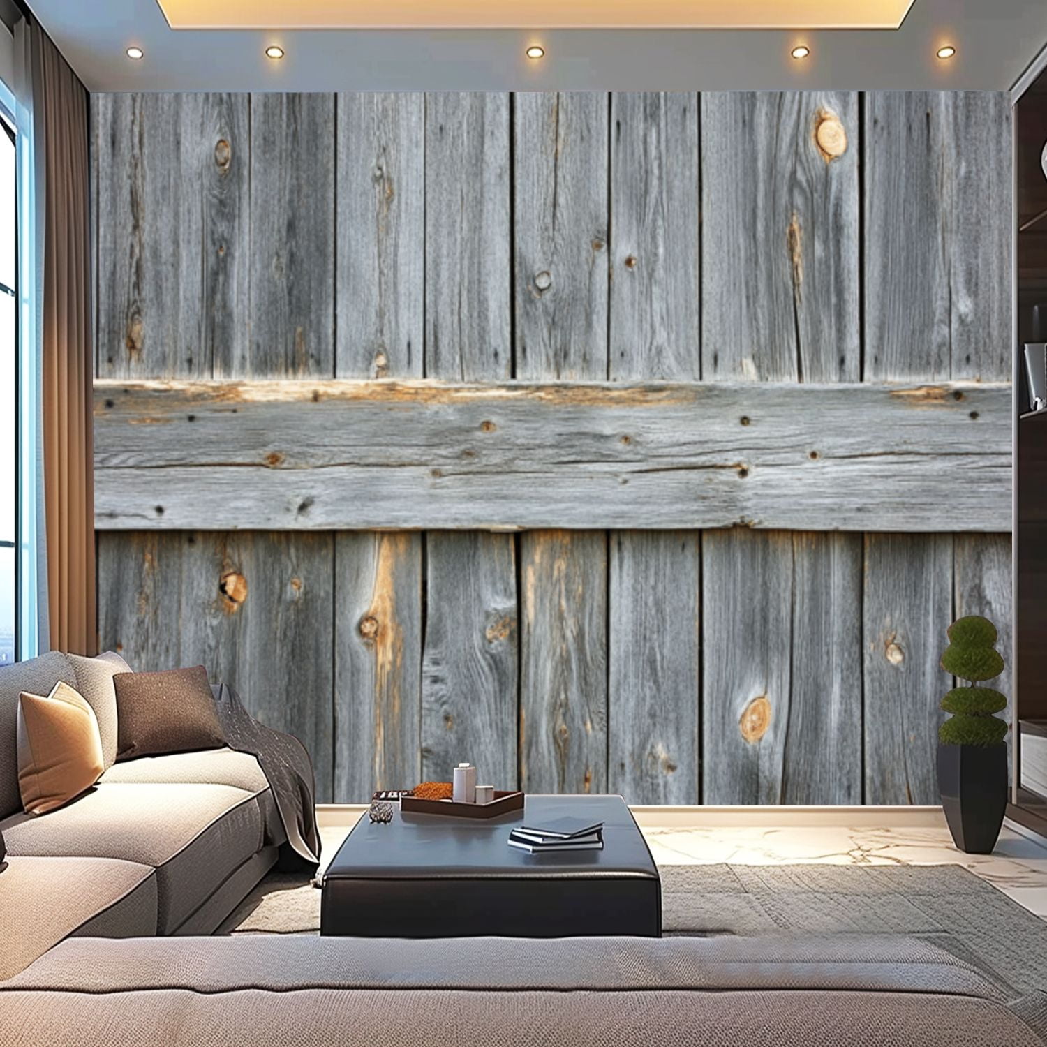 Peel and Stick Wallpaper Canvas Aged Wood Planks Natural Knots ...