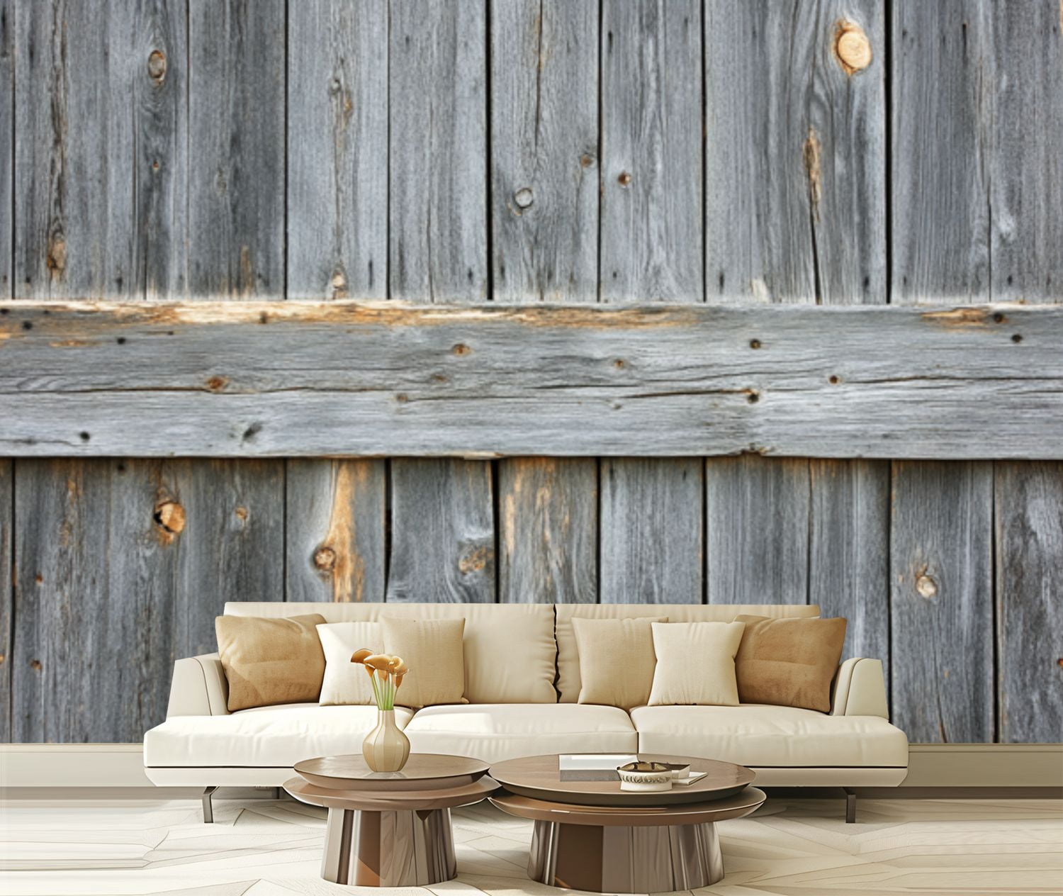 Peel and Stick Wallpaper Canvas Aged Wood Planks Natural Knots ...