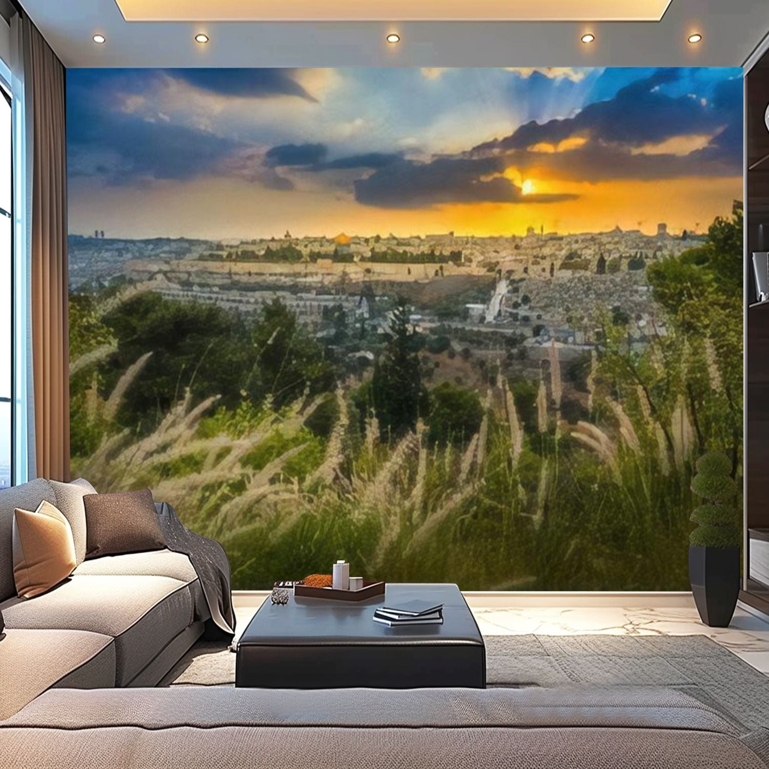 Peel and Stick Wallpaper Canvas Amazing sunset Jerusalem view Kidron ...