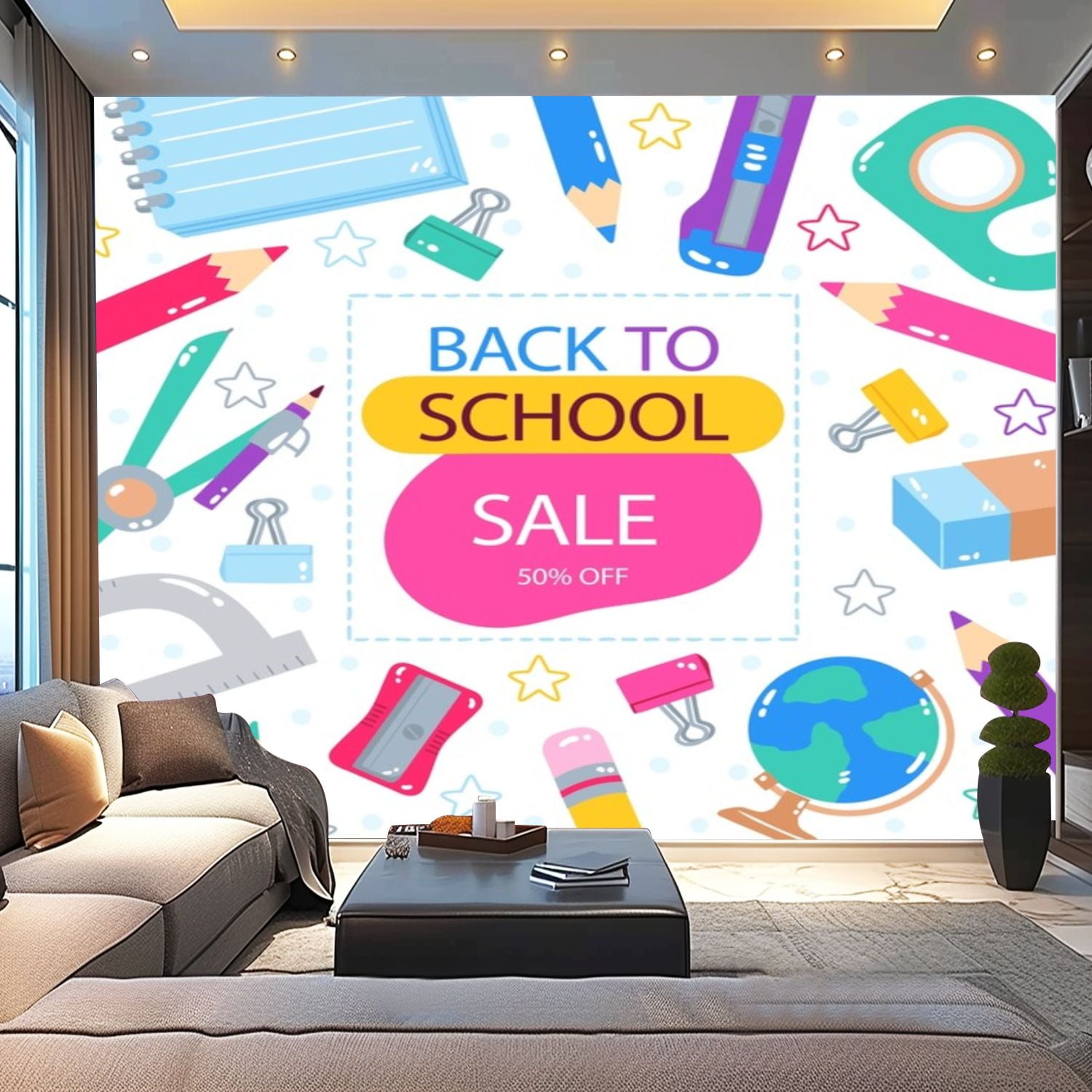 Peel and Stick Wallpaper Canvas Back to school Welcome kids Education ...