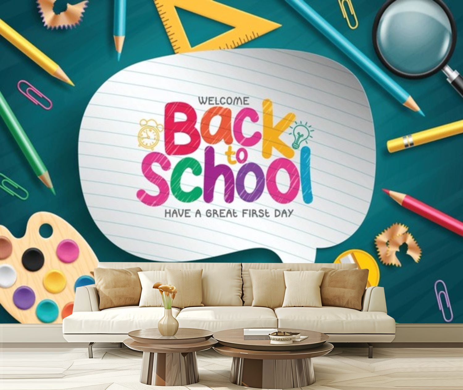 Peel and Stick Wallpaper Canvas Back to school text Welcome back to ...