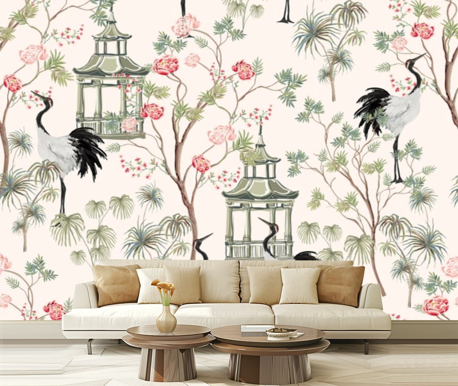 Peel and Stick Wallpaper Canvas Beautiful exotic chinoiserie seamless ...