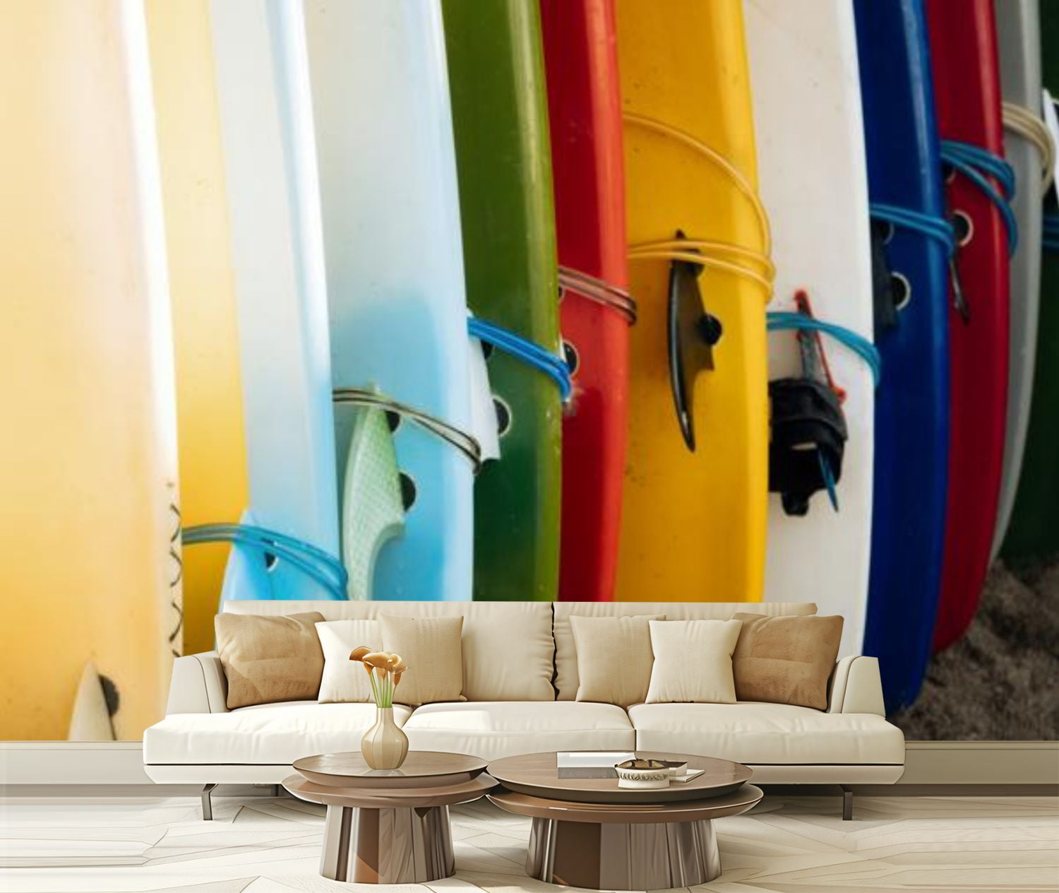 Peel and Stick Wallpaper Canvas Close up Set different color surf ...