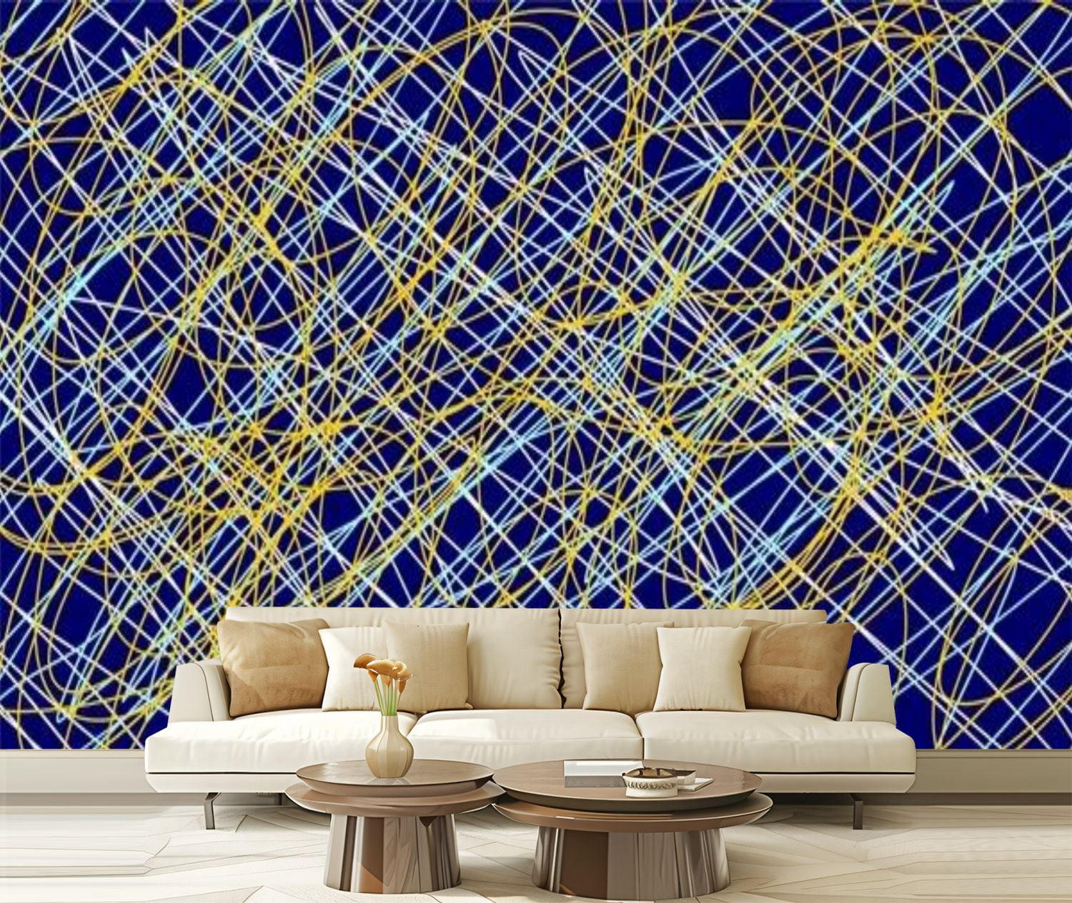Peel and Stick Wallpaper Canvas Colored tangled Abstract chaotic ...