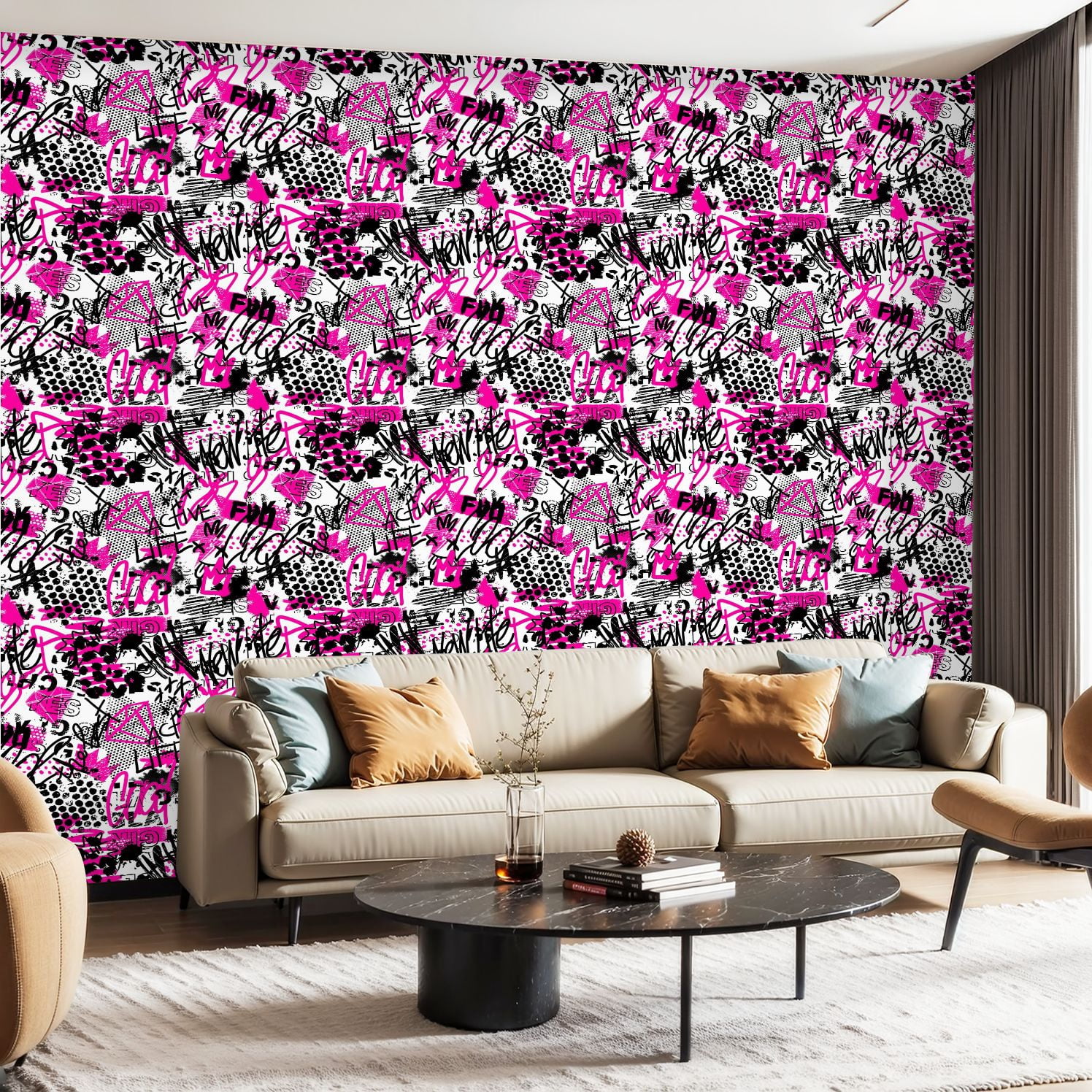 Peel and Stick Wallpaper Canvas Contact Paper Abstract seamless chaotic ...