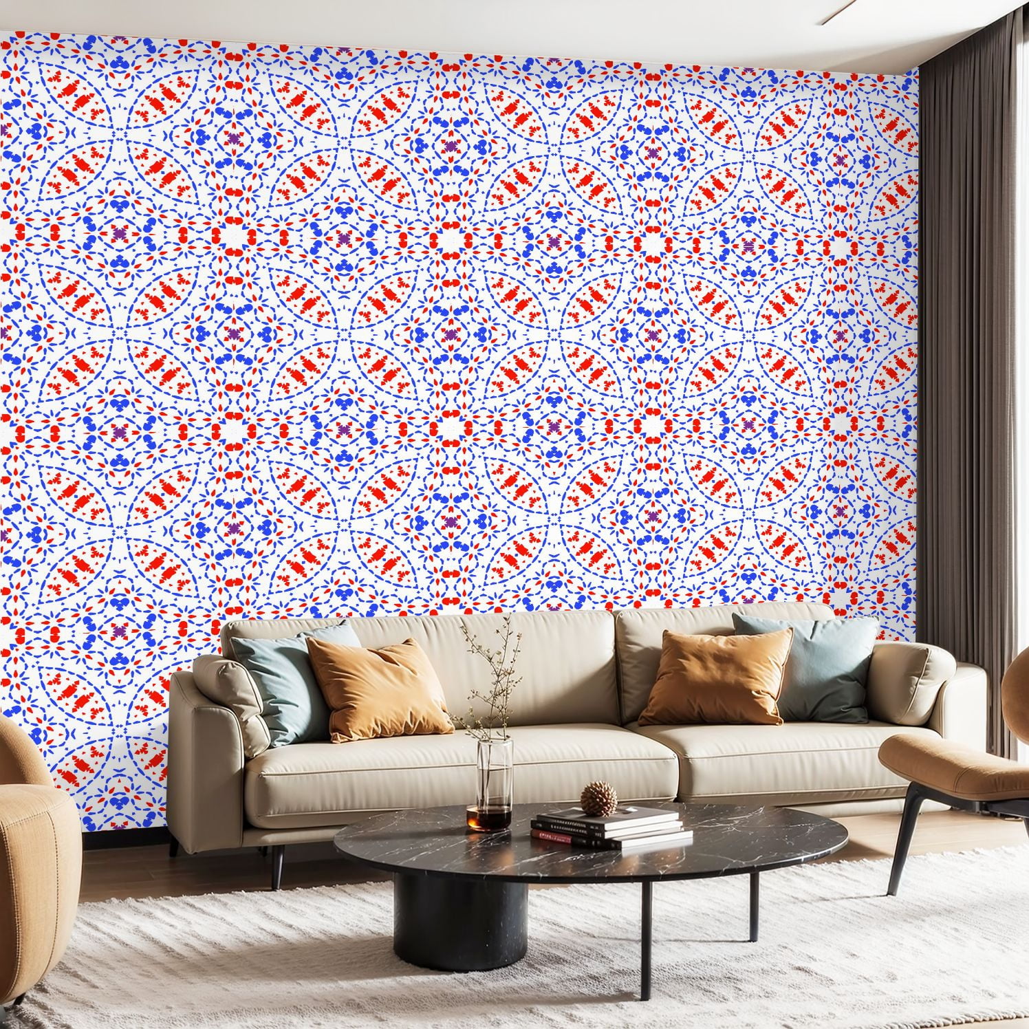 Peel and Stick Wallpaper Canvas Contact Paper Antique mexican talavera ...