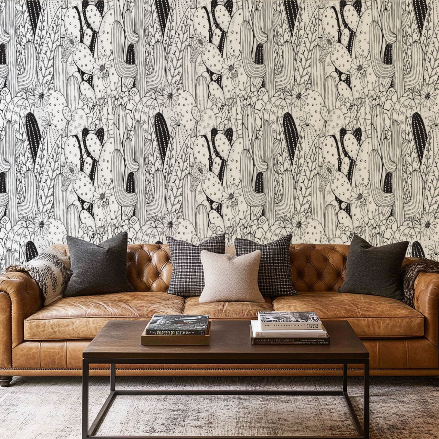 Peel and Stick Wallpaper Canvas Contact Paper Black white doodle ...