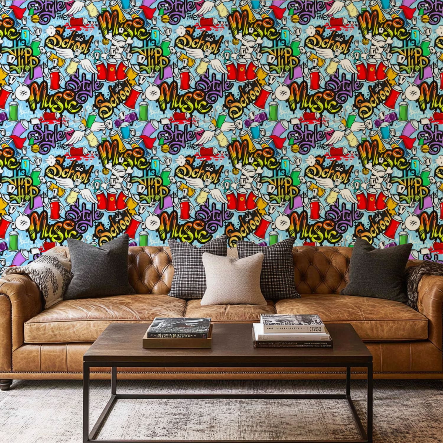 Peel and Stick Wallpaper Canvas Contact Paper Decorative graffiti spray ...