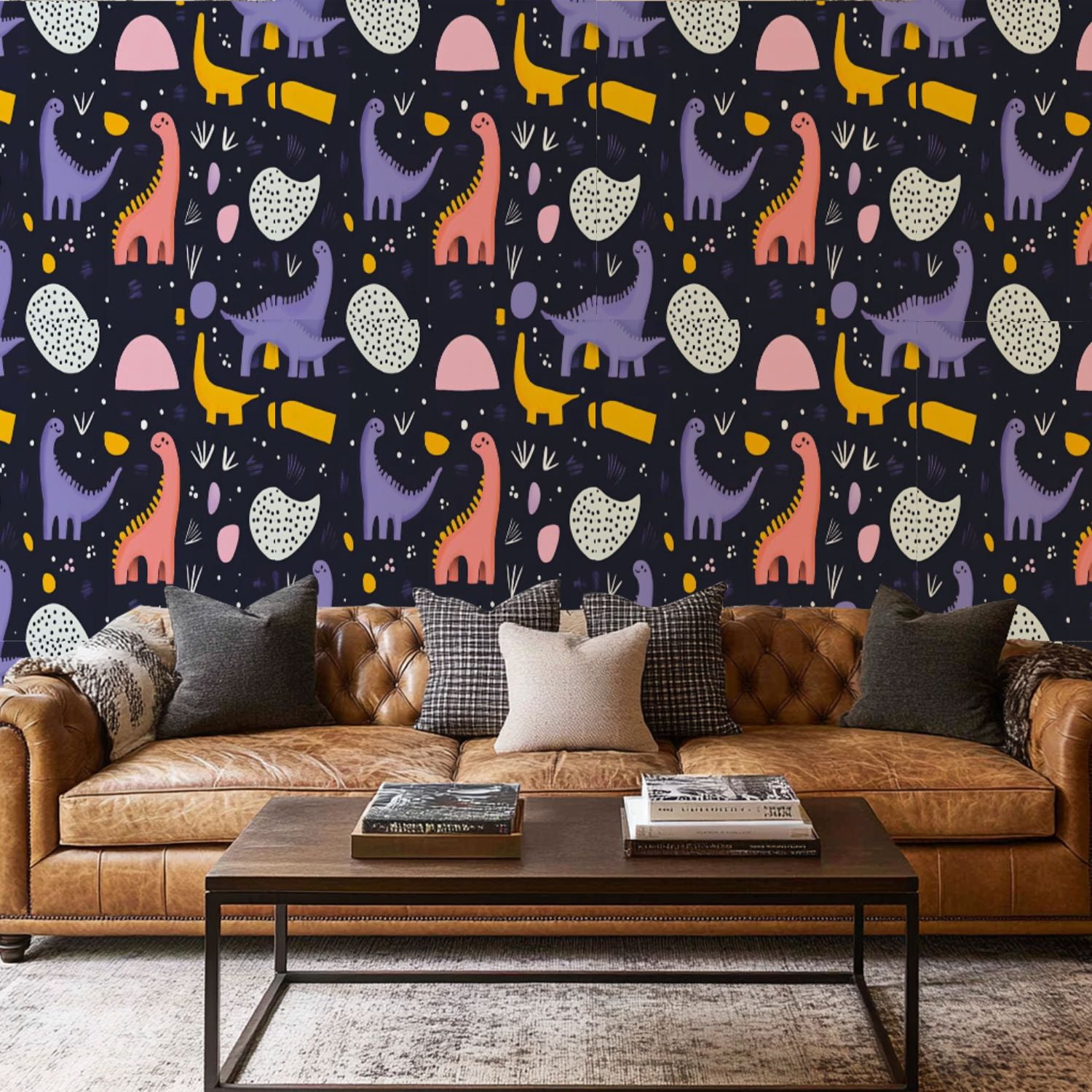 Peel and Stick Wallpaper Canvas Contact Paper Grunge Seamless Dinosaur ...