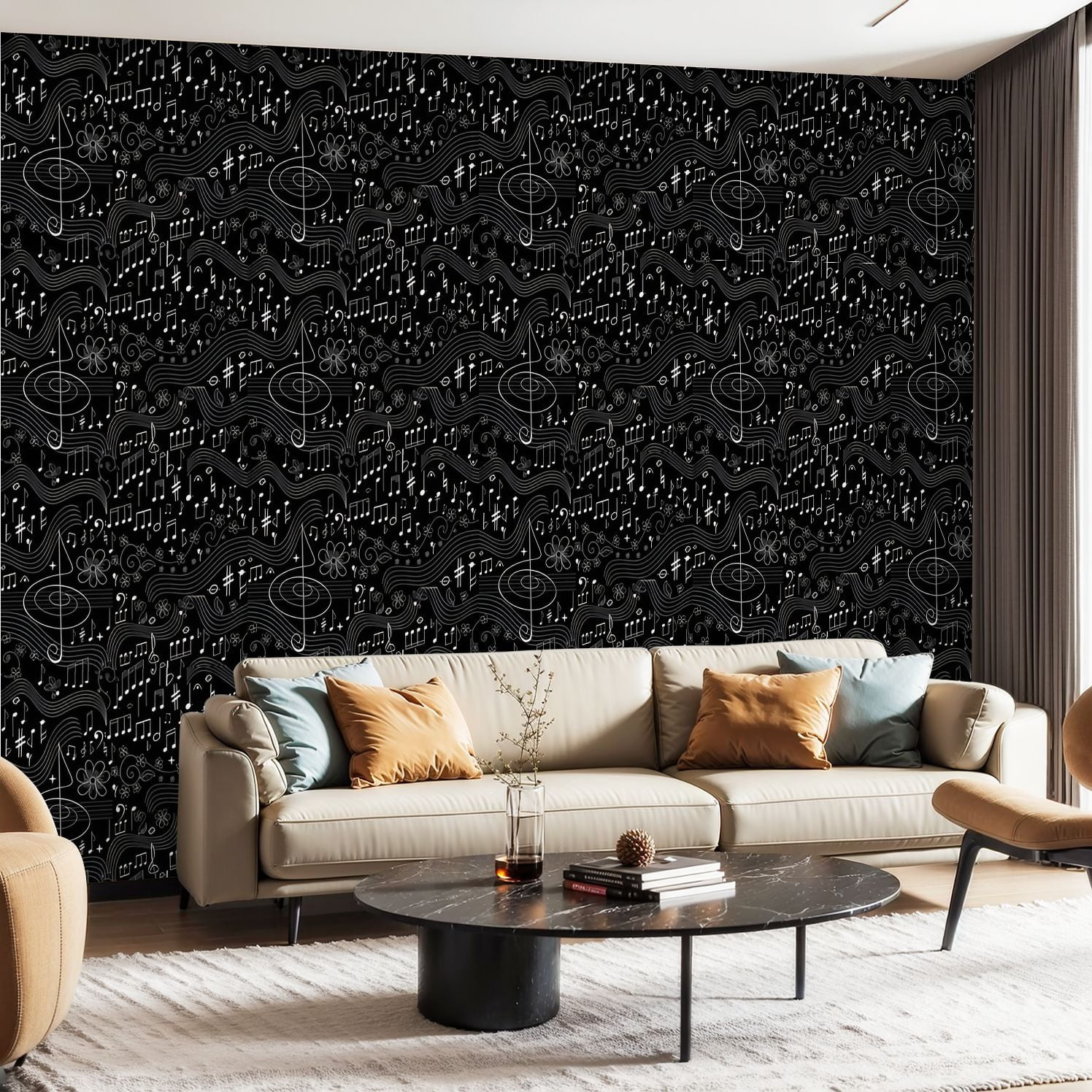 Peel and Stick Wallpaper Canvas Contact Paper Musical seamless ...