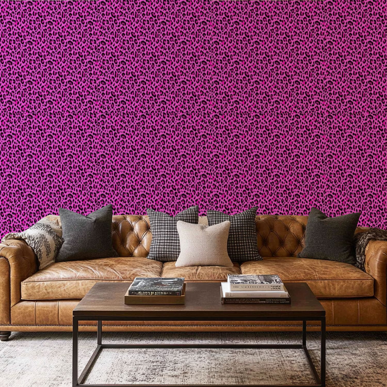 Peel and Stick Wallpaper Canvas Contact Paper Pink leopard print Flashy ...