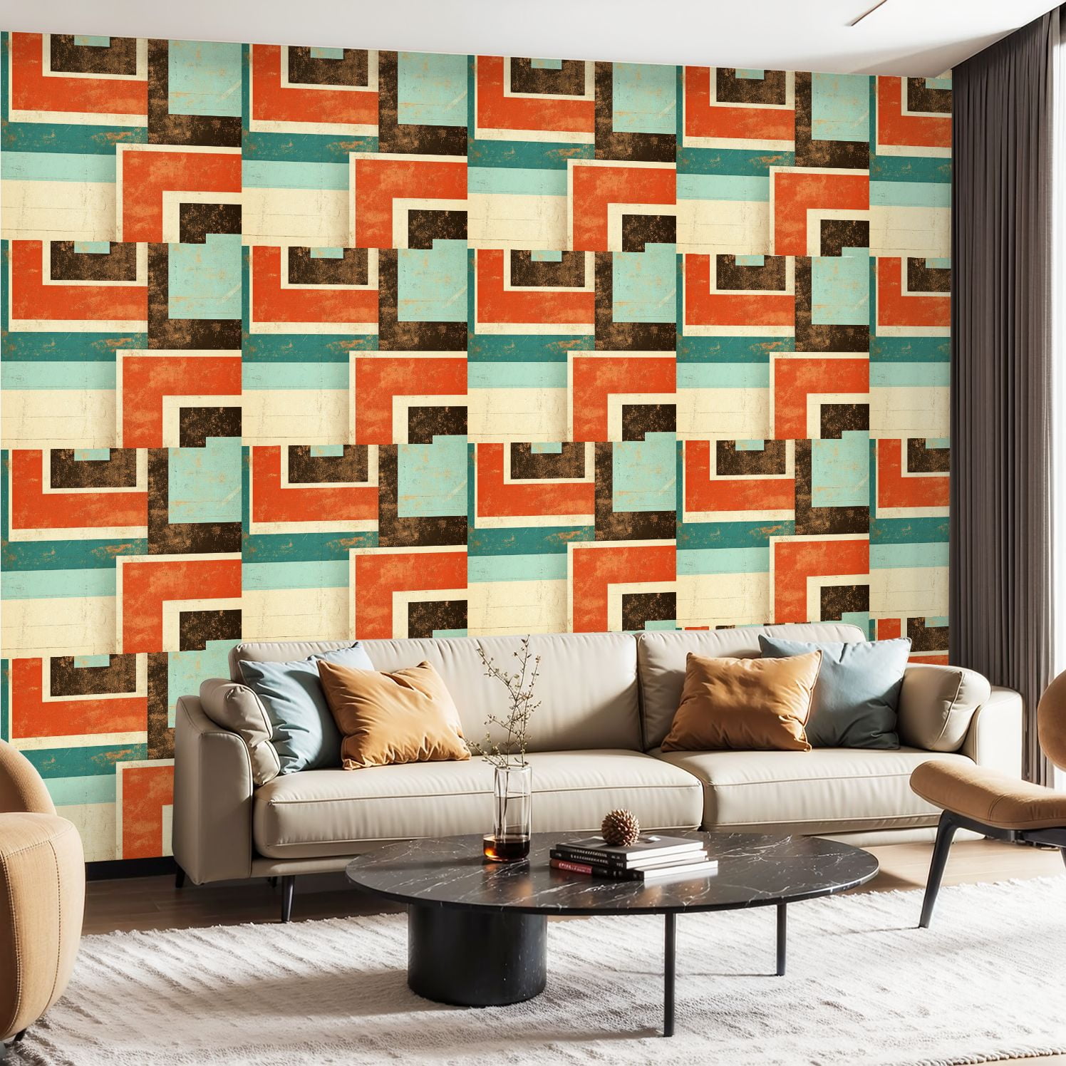 Peel and Stick Wallpaper Canvas Contact Paper Seamless Abstract Mid ...