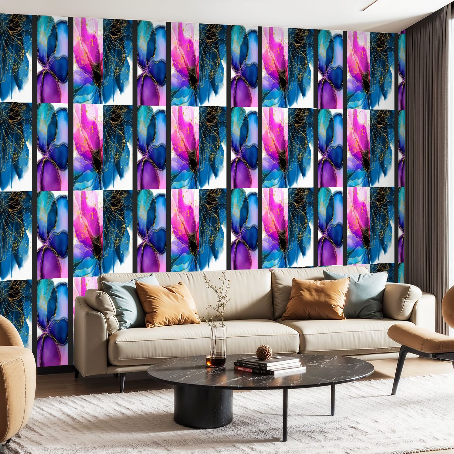 Peel and Stick Wallpaper Canvas Contact Paper Set Poster Fluid art ...
