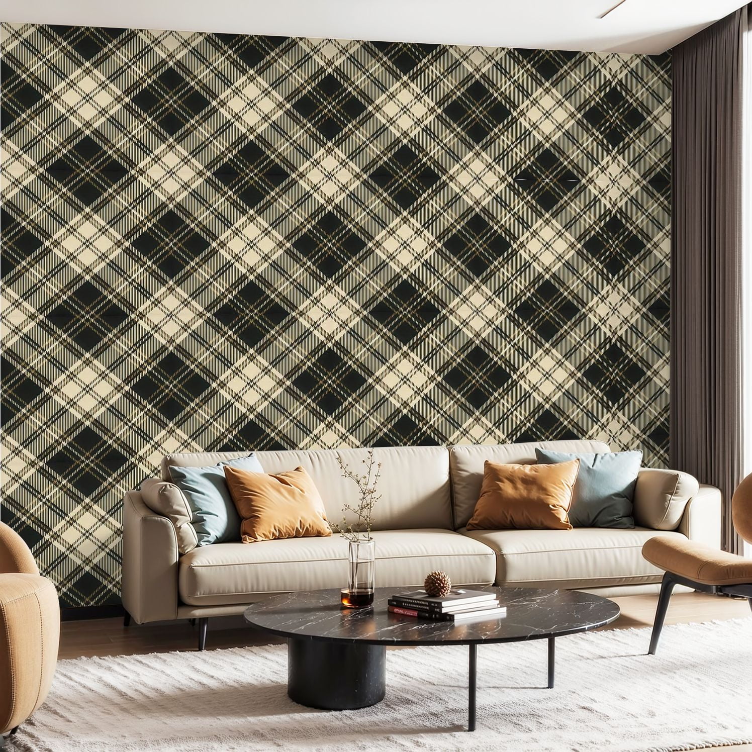 Peel and Stick Wallpaper Canvas Contact Paper Tartan plaid seamless ...