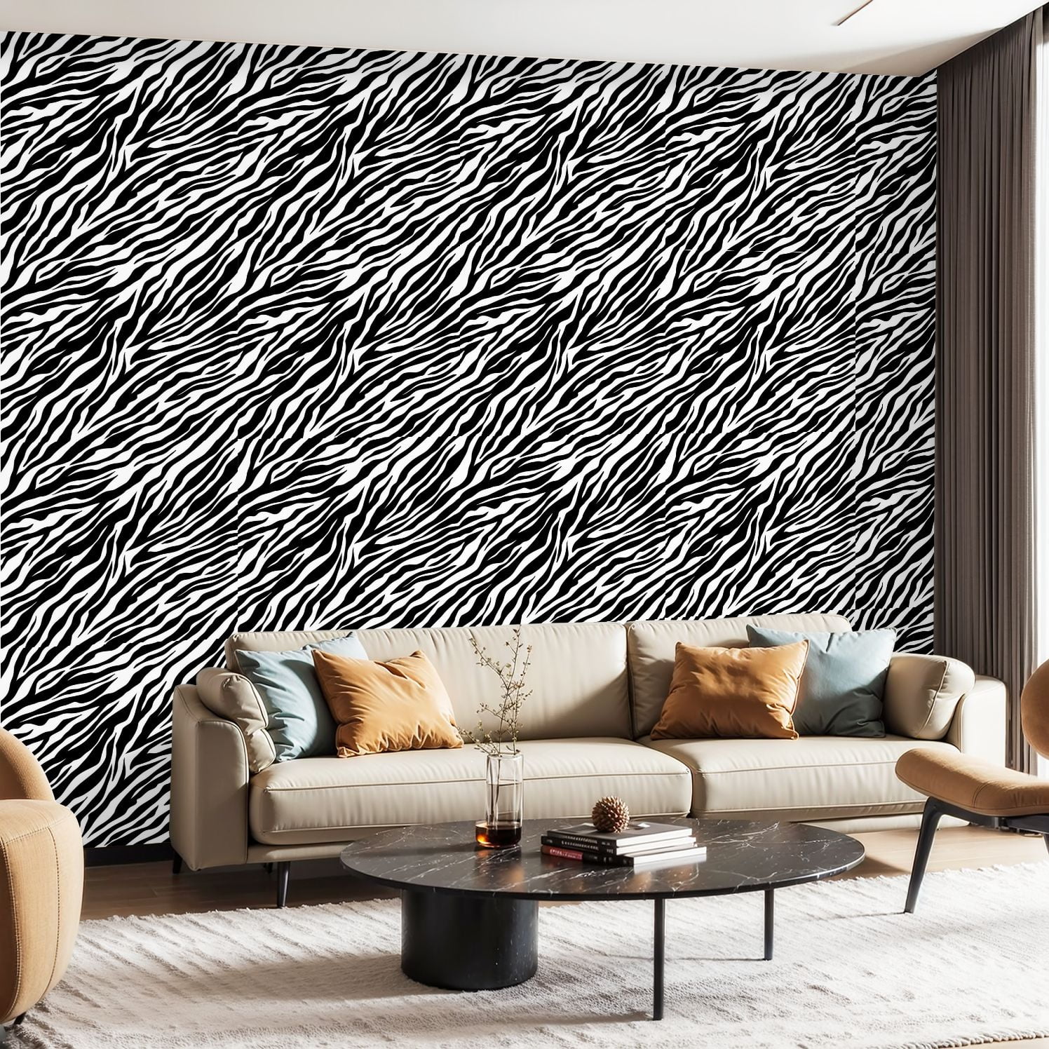 Peel and Stick Wallpaper Canvas Contact Paper Zebra seamless Black ...