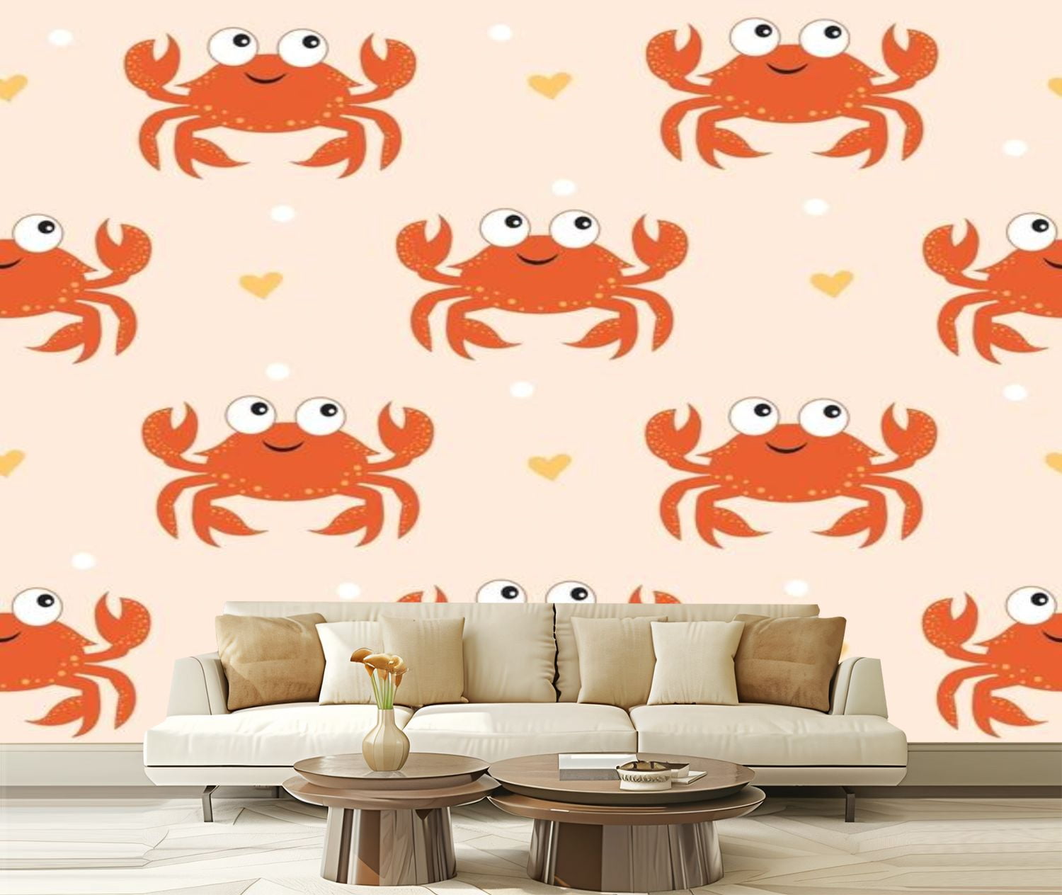 Peel and Stick Wallpaper Canvas Cute crab Seamless Crab Crab childish ...