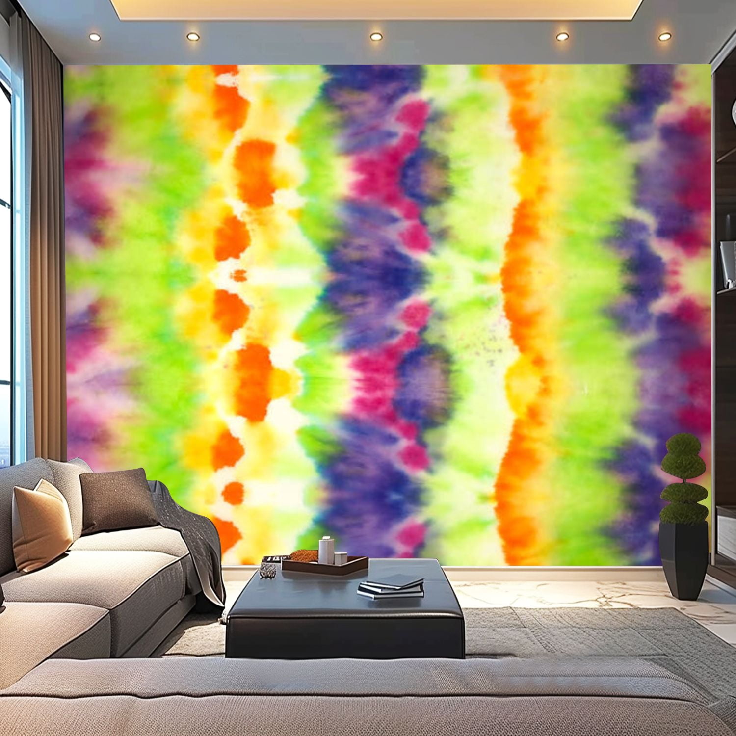 Peel and Stick Wallpaper Canvas Dyed Colorful Tie Dye Art Graphic ...