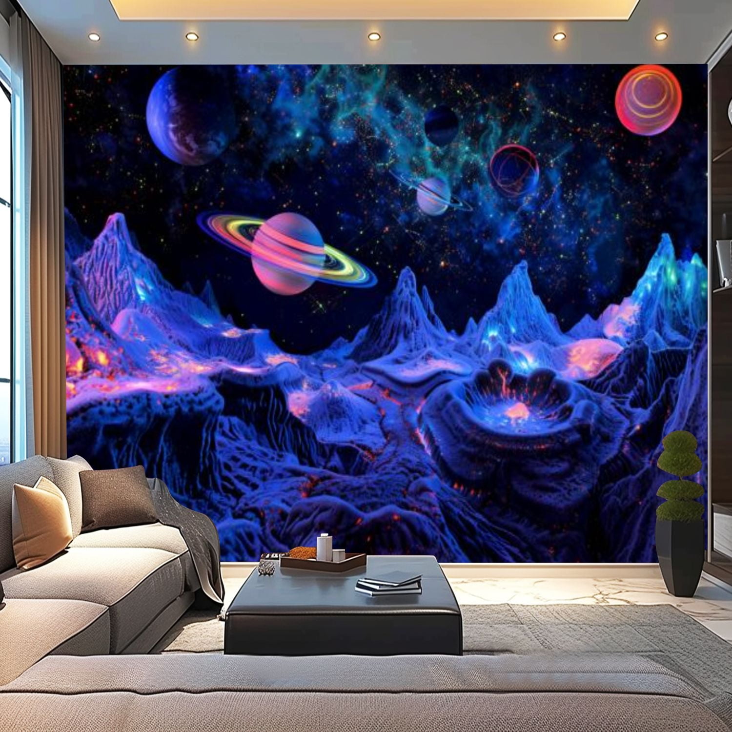 Peel and Stick Wallpaper Canvas Ethereal UV Reactive Celestial ...