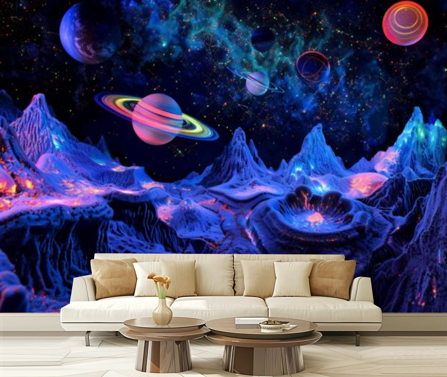 Peel and Stick Wallpaper Canvas Ethereal UV Reactive Celestial ...