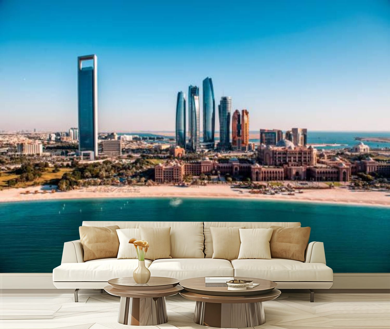 Peel and Stick Wallpaper Canvas Famous Abu Dhabi skyscrapers captured ...