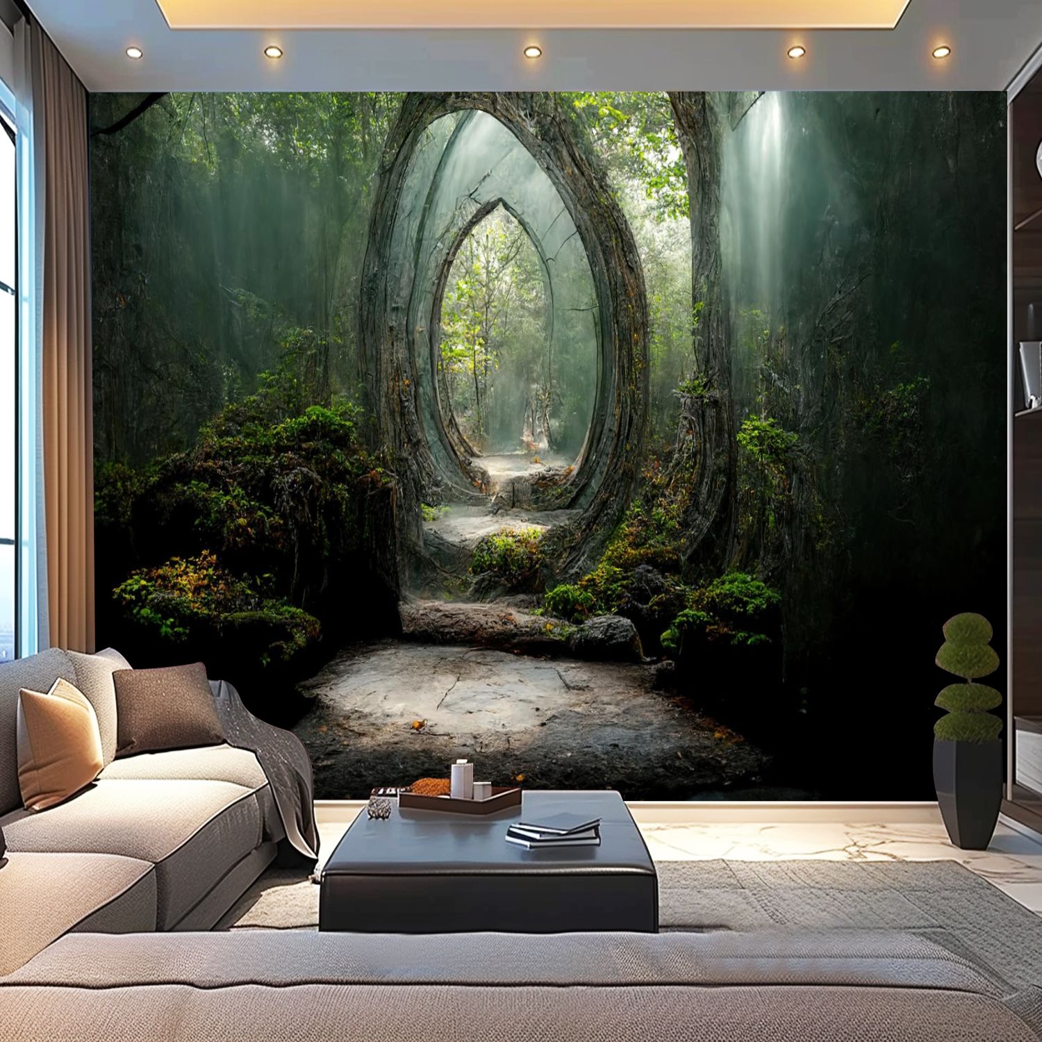 Peel and Stick Wallpaper Canvas Fantasy magic elven forest to another ...