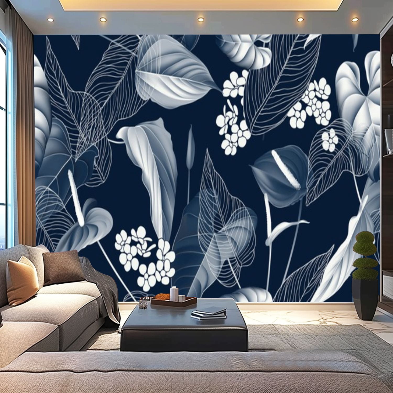 Peel and Stick Wallpaper Canvas Floral seamless Anthurium flowers ...