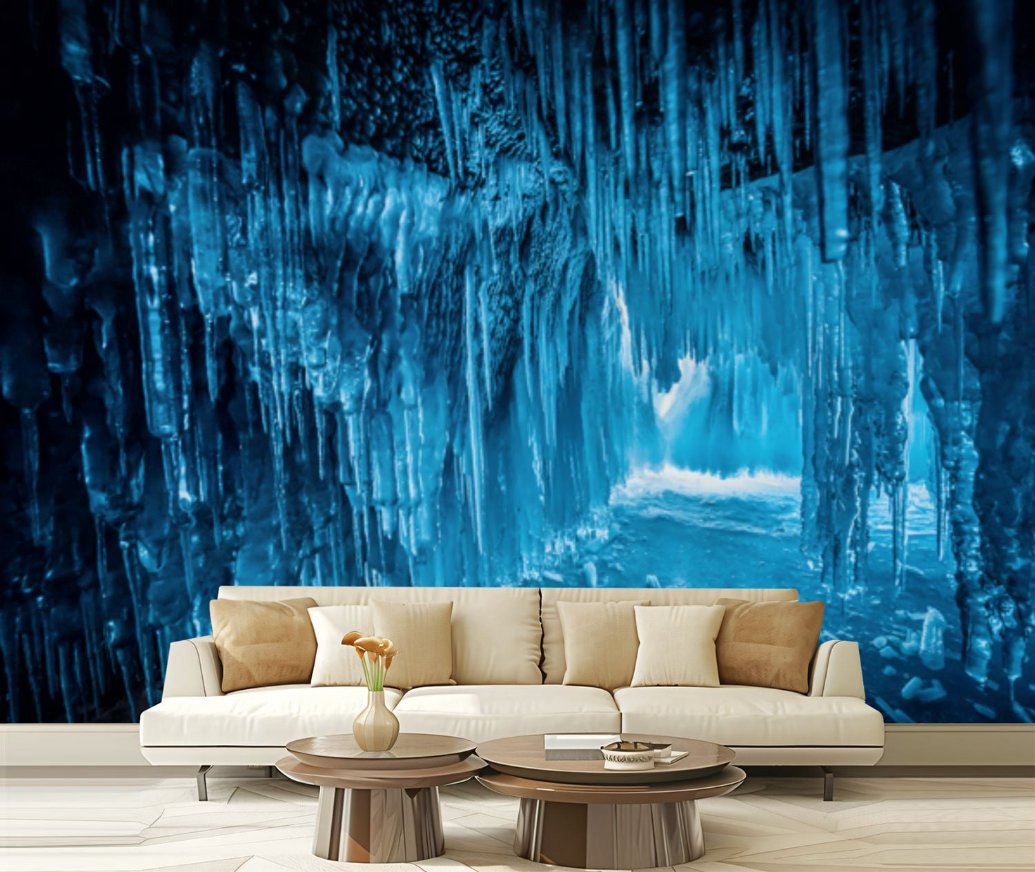 Peel and Stick Wallpaper Canvas Inside blue ice cave Lake Baikal ...
