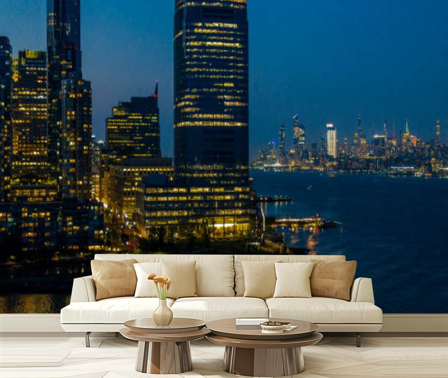 Peel and Stick Wallpaper Canvas Jersey City panoramic view along Hudson ...