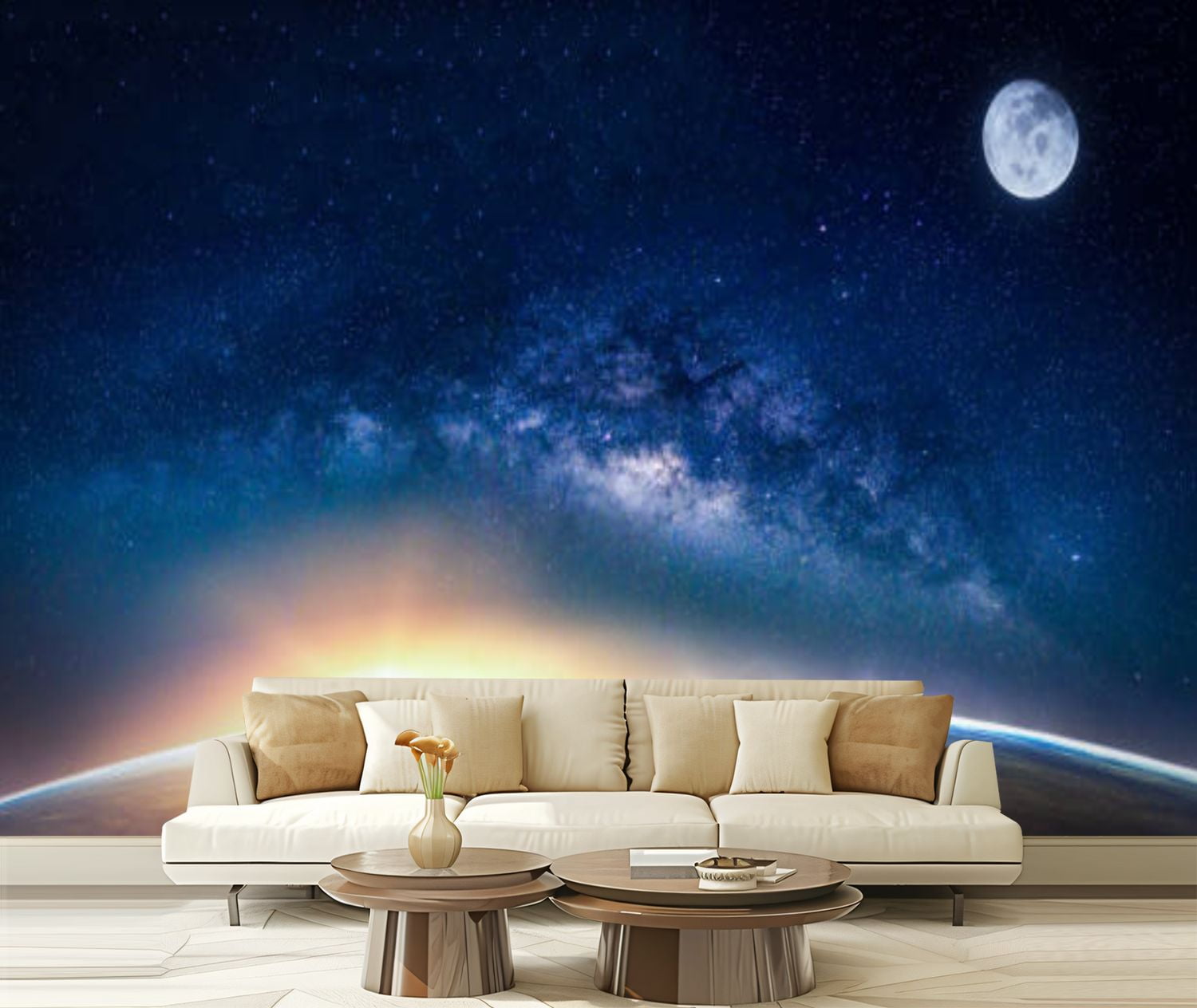 Peel and Stick Wallpaper Canvas Landscape Milky way galaxy Sunrise ...