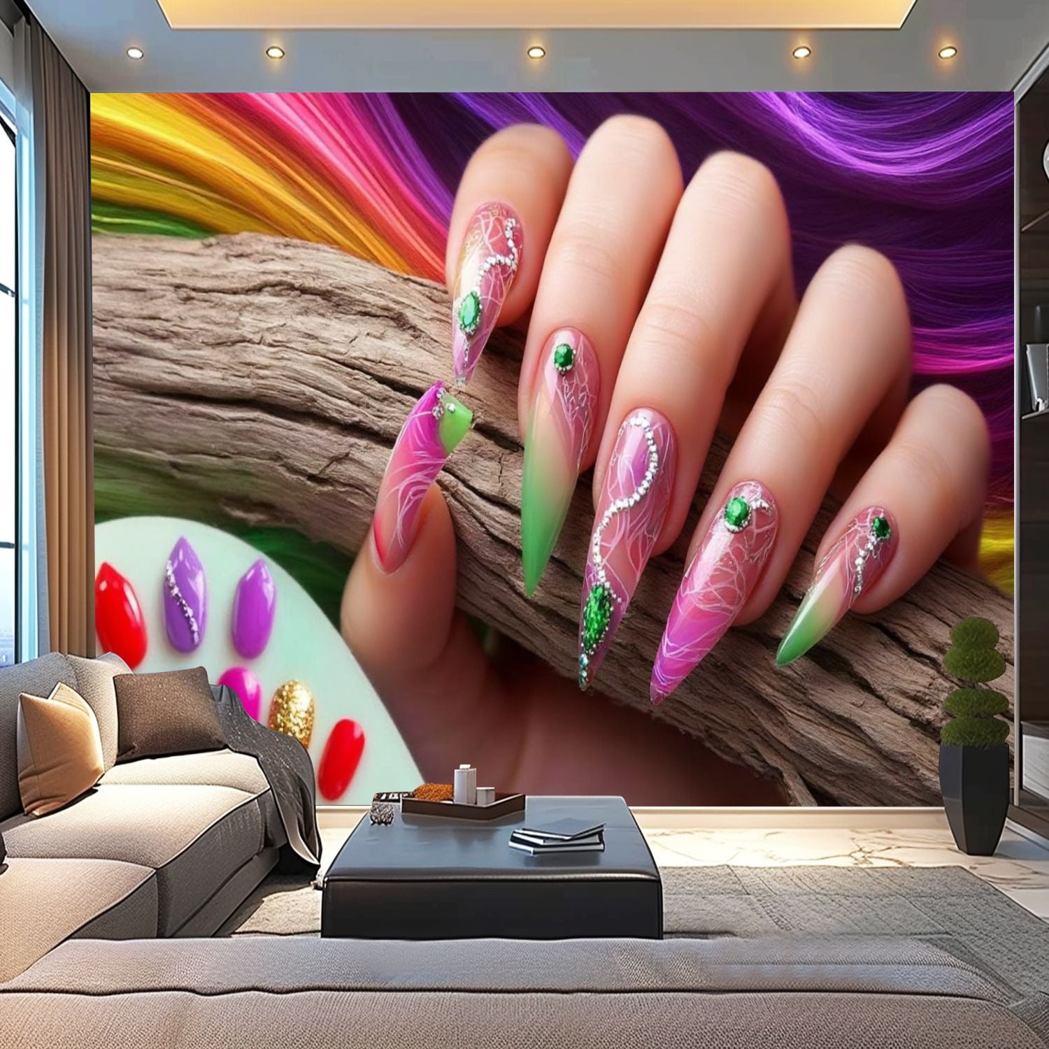 Peel and Stick Wallpaper Canvas Manicure Wall Mural Bedroom Simplified ...