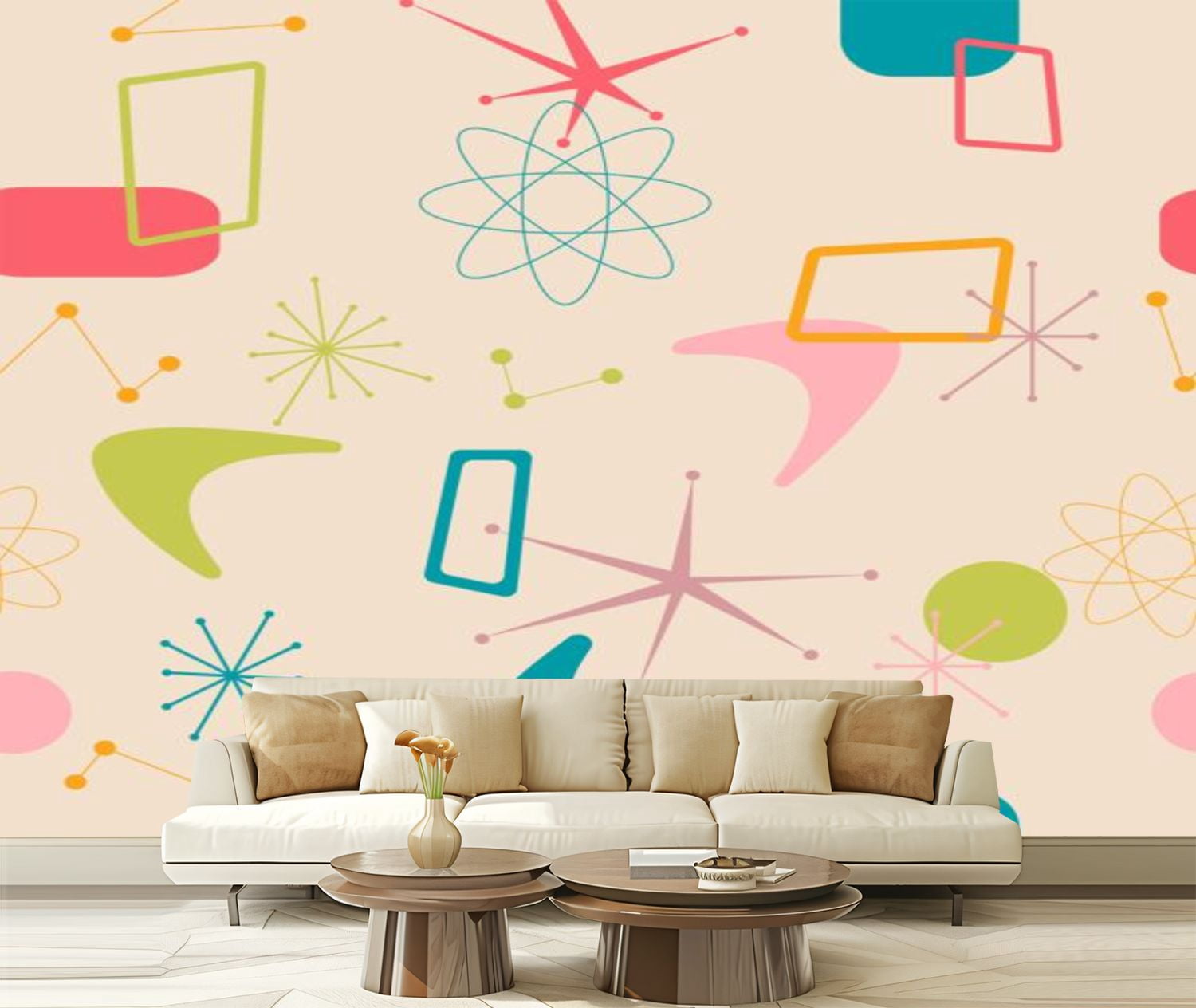 Peel and Stick Wallpaper Canvas Mid Century Modern Boomerang seamless ...