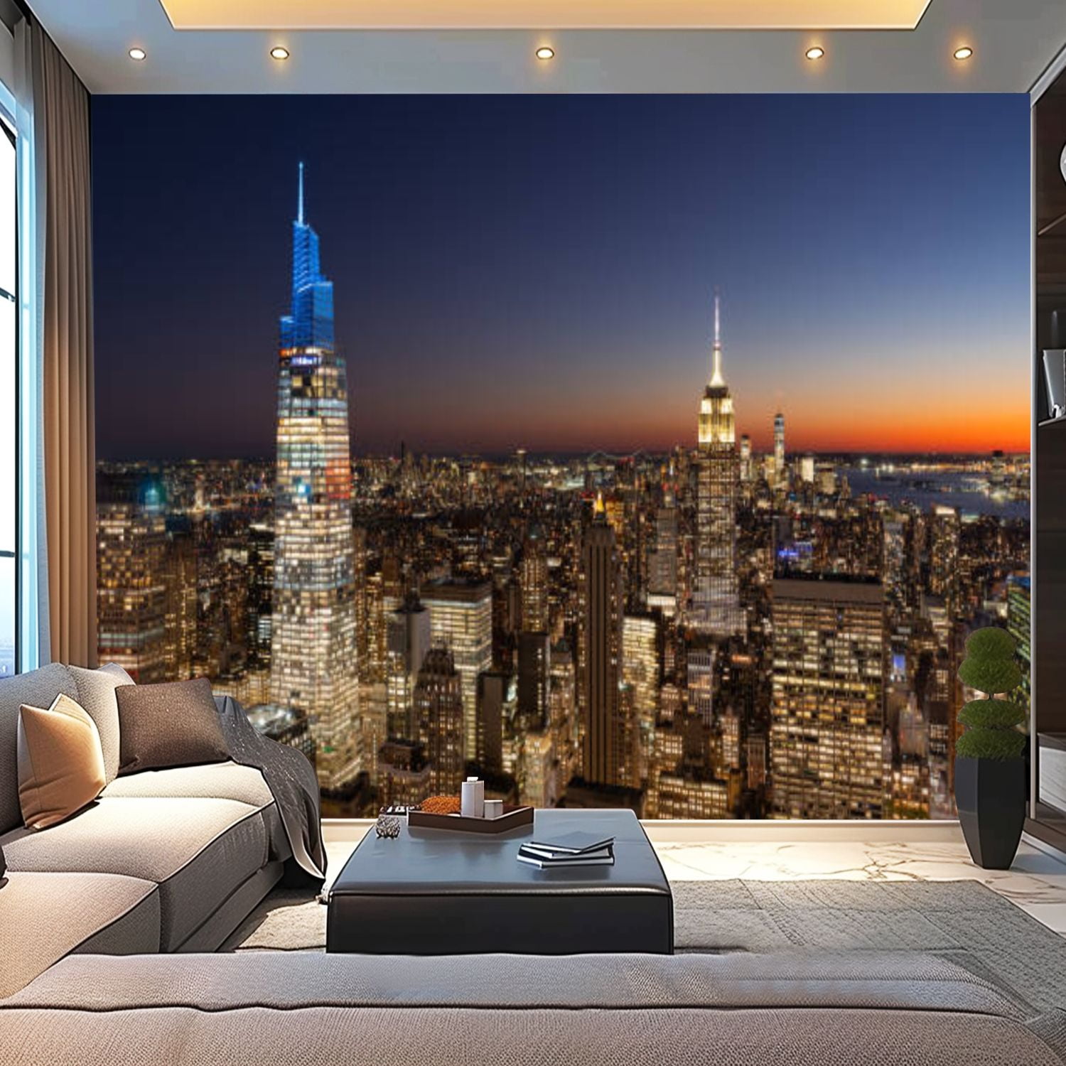 Peel and Stick Wallpaper Canvas New York City aerial skyline Midtown ...
