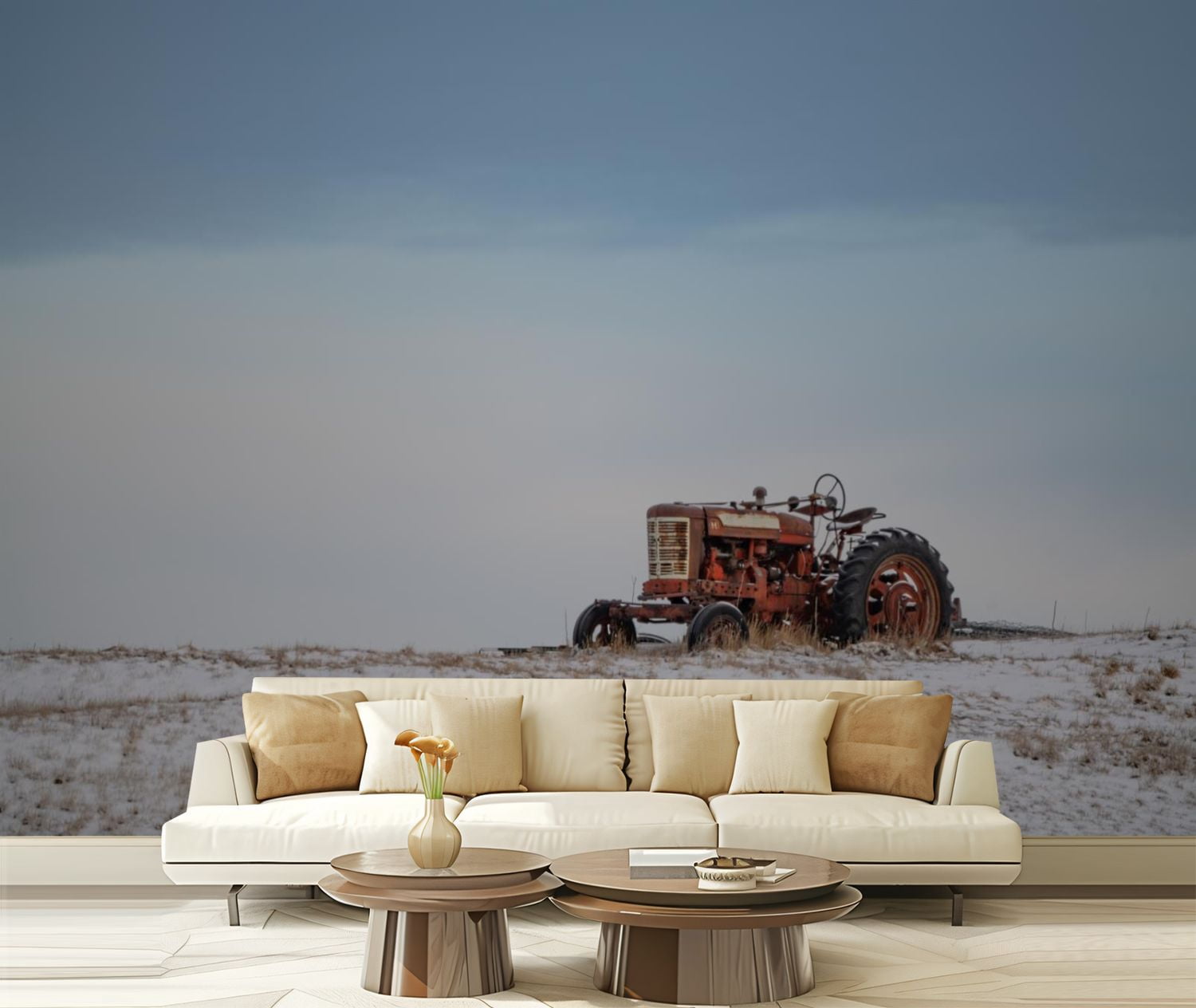 Peel and Stick Wallpaper Canvas Obsolete retired antique farm tractor ...