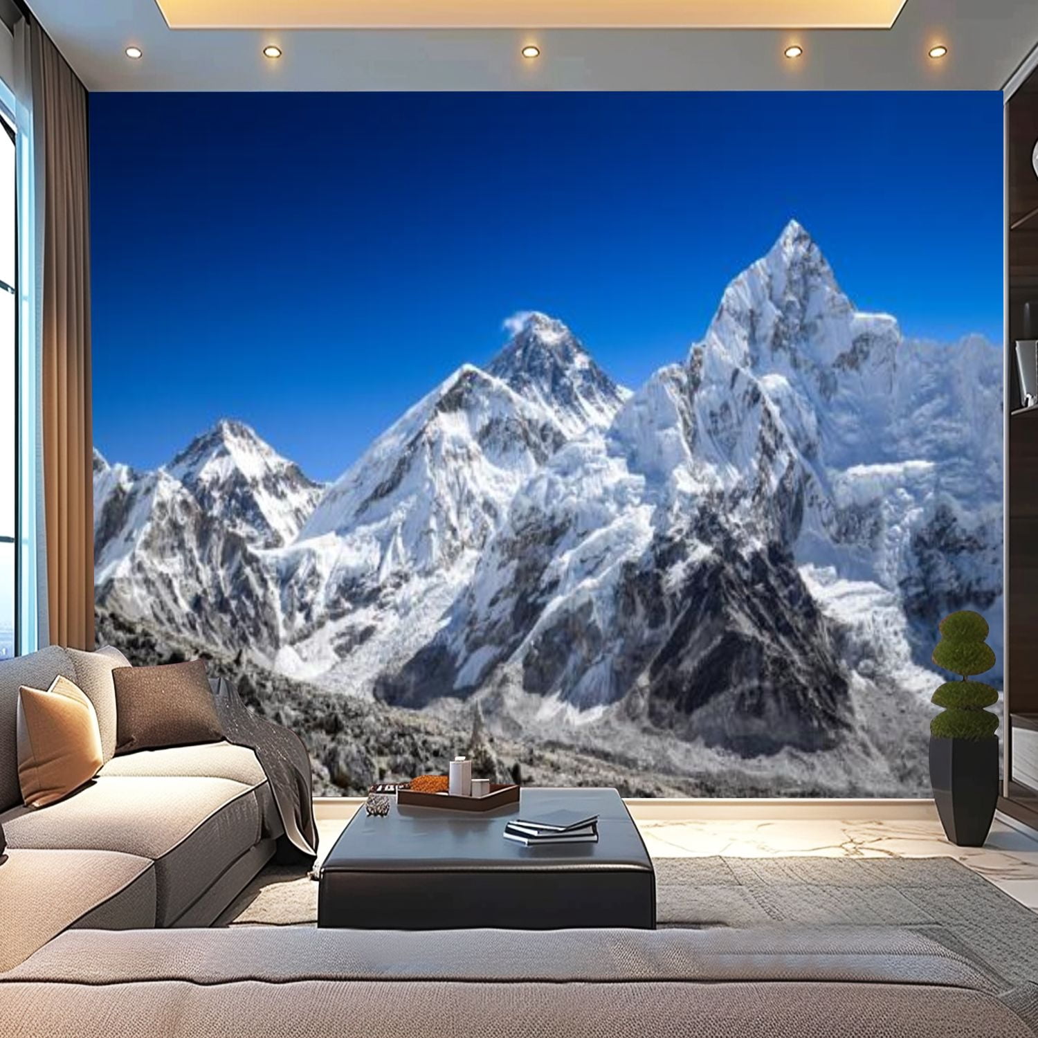 Peel and Stick Wallpaper Canvas Panoramic view Mount Everest Nupste ...