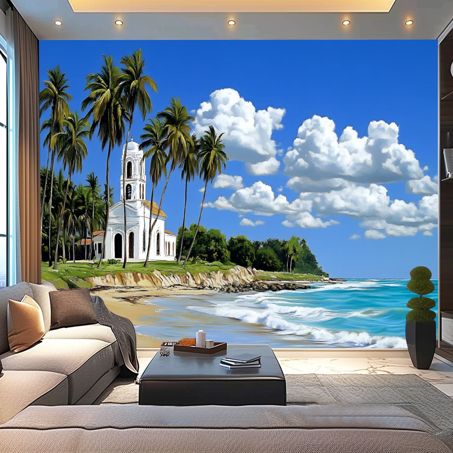 Peel and Stick Wallpaper Canvas Paradise Beach Chapel Northeastern ...