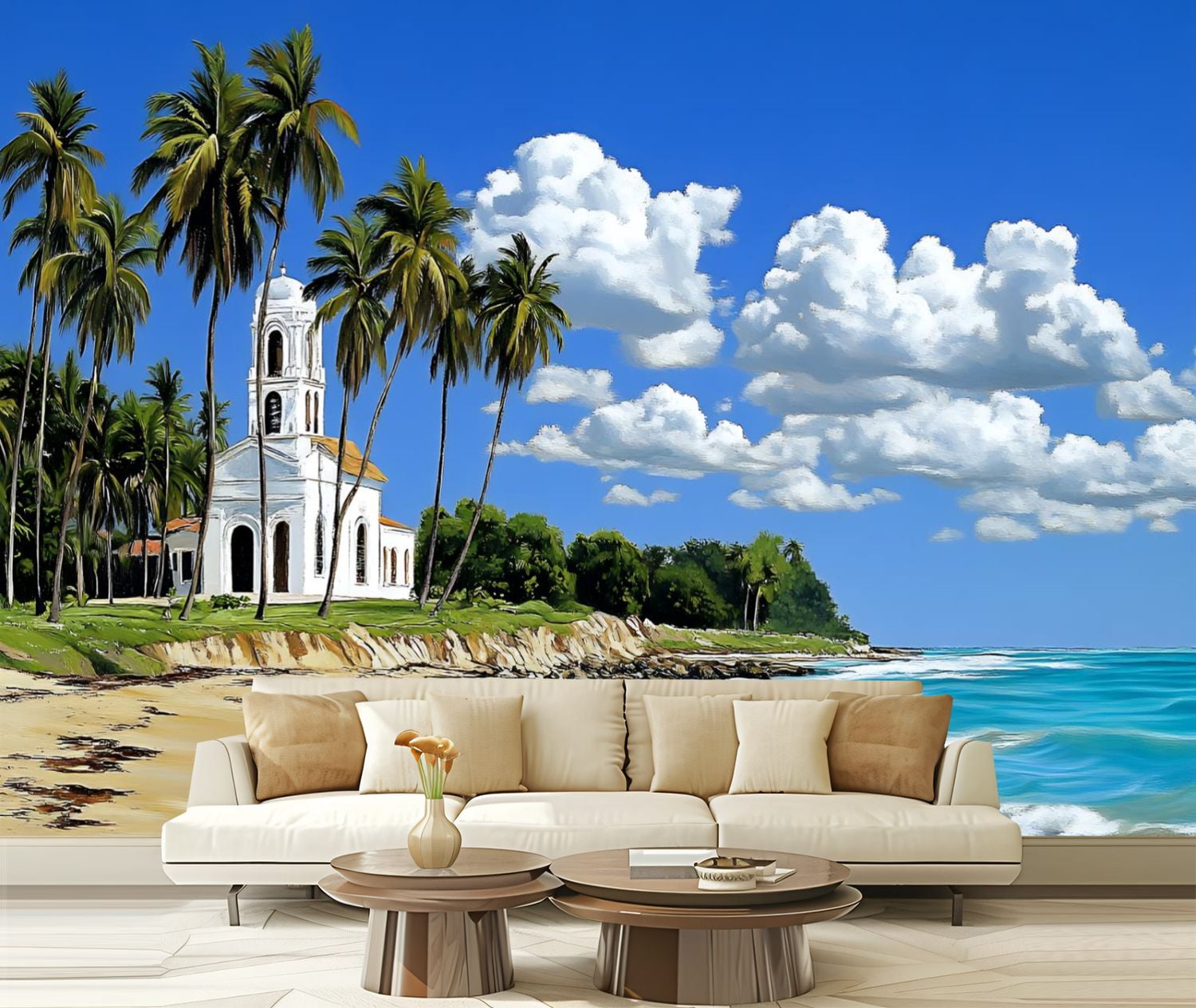 Peel and Stick Wallpaper Canvas Paradise Beach Chapel Northeastern ...