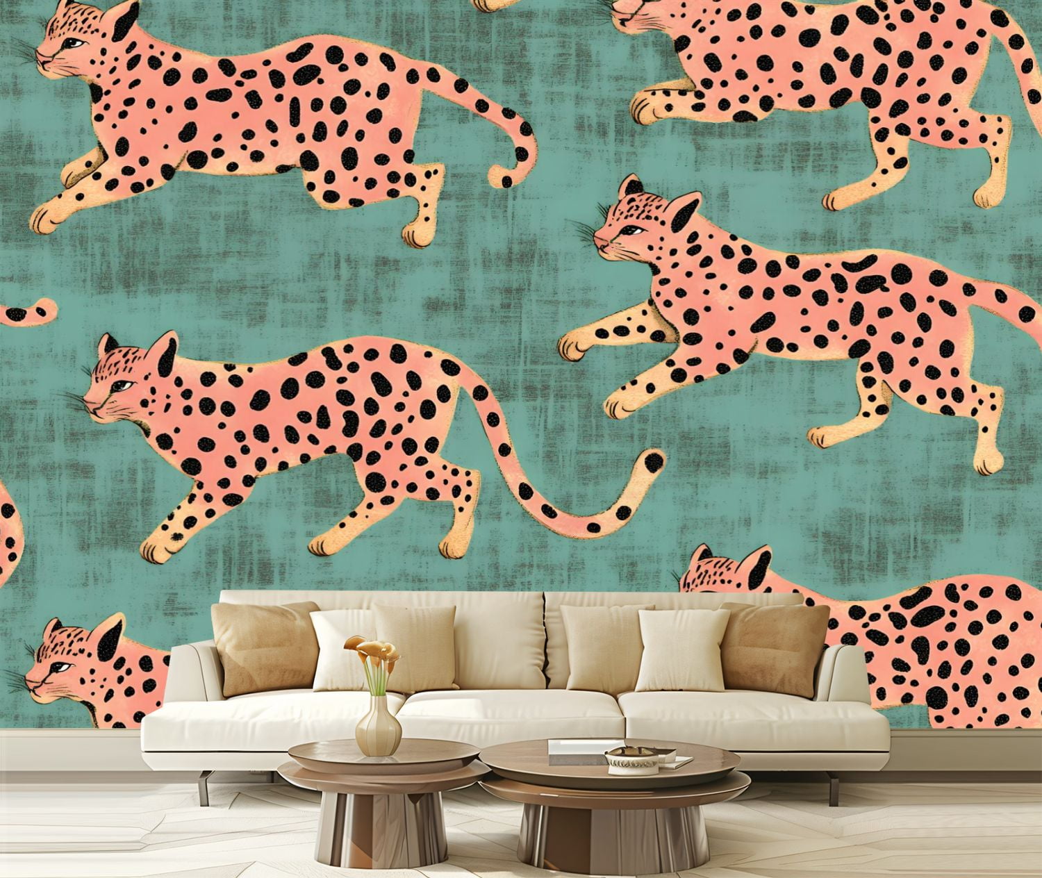 Peel and Stick Wallpaper Canvas Pink Leopard Trendy Pink Leopard Animal ...