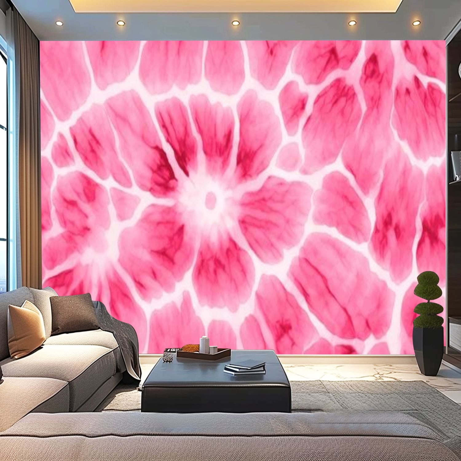 Peel And Stick Wallpaper Canvas Pink White Tie Dye Seamless Colorful