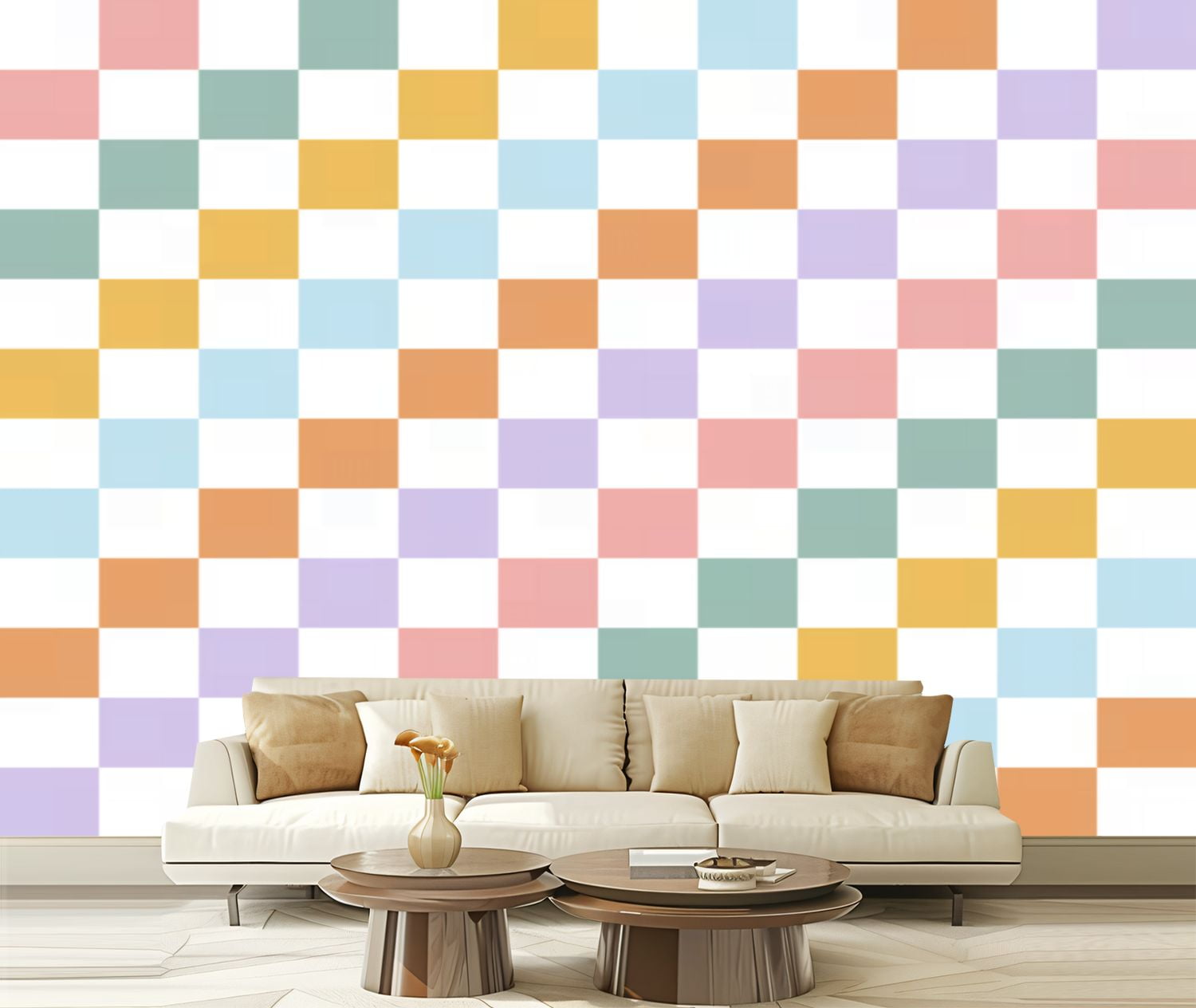 Peel and Stick Wallpaper Canvas Rainbow Checkerboard seamless Geometric ...