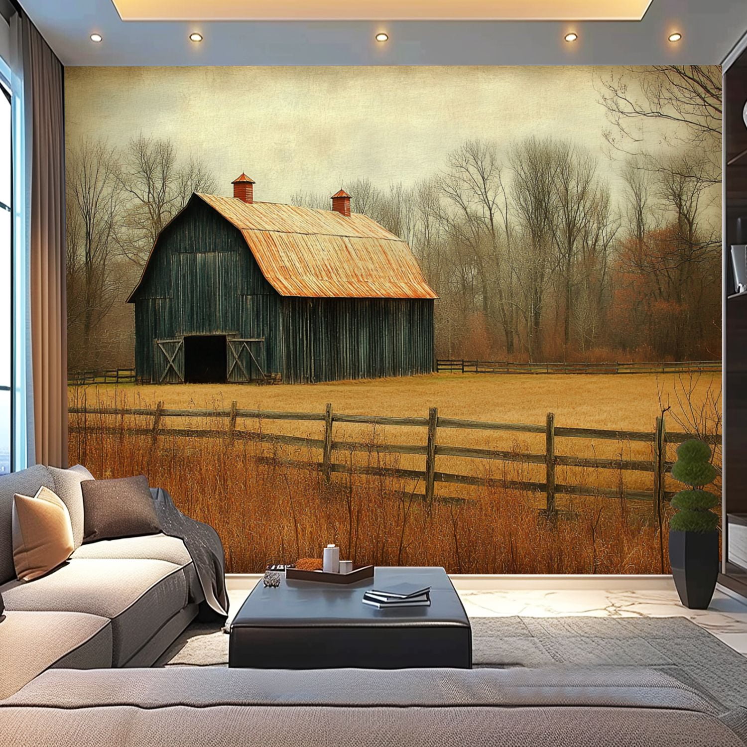 Peel and Stick Wallpaper Canvas Rustic Farmhouse Vintage Barn Country ...