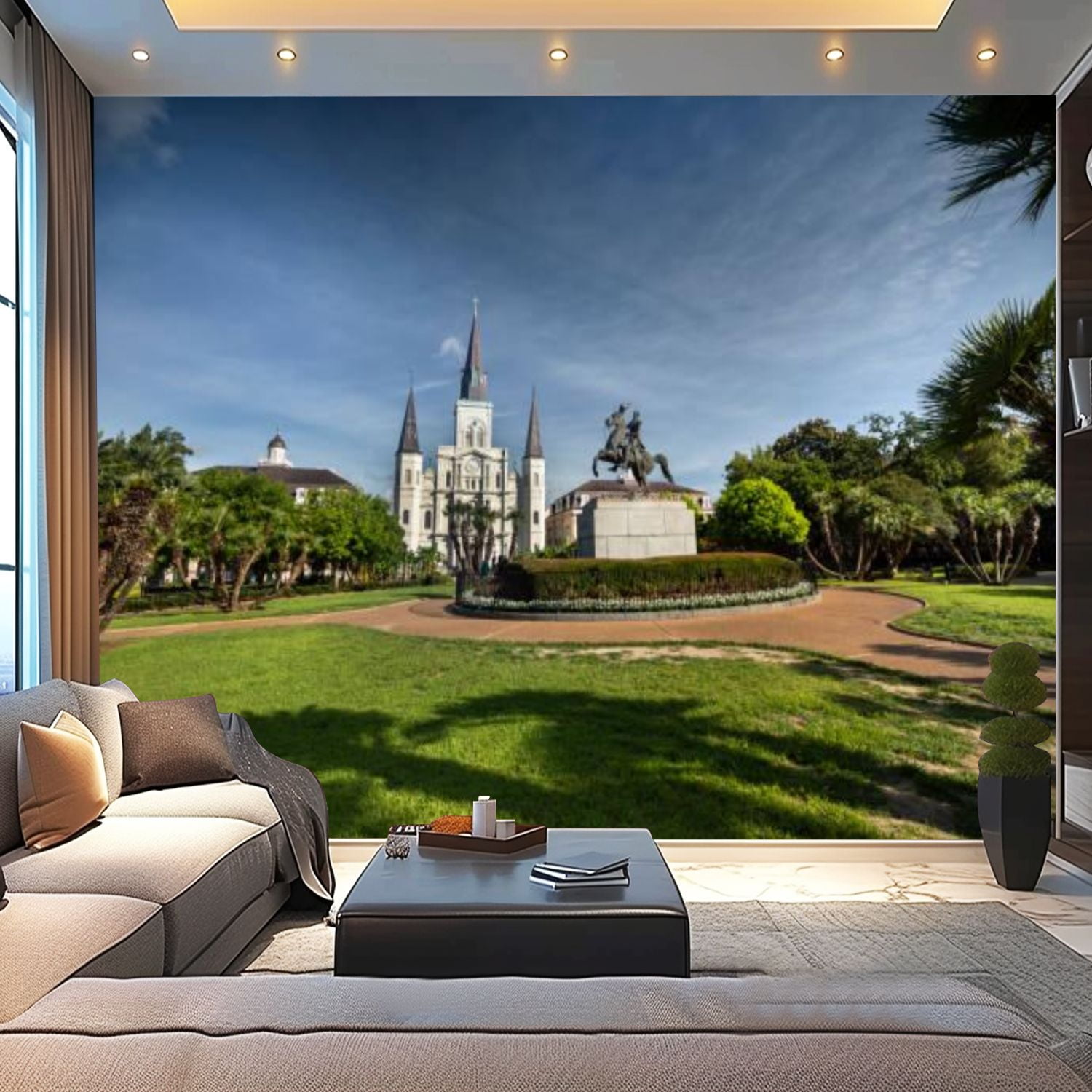 Peel and Stick Wallpaper Canvas Saint Louis Cathedral across Jackson ...