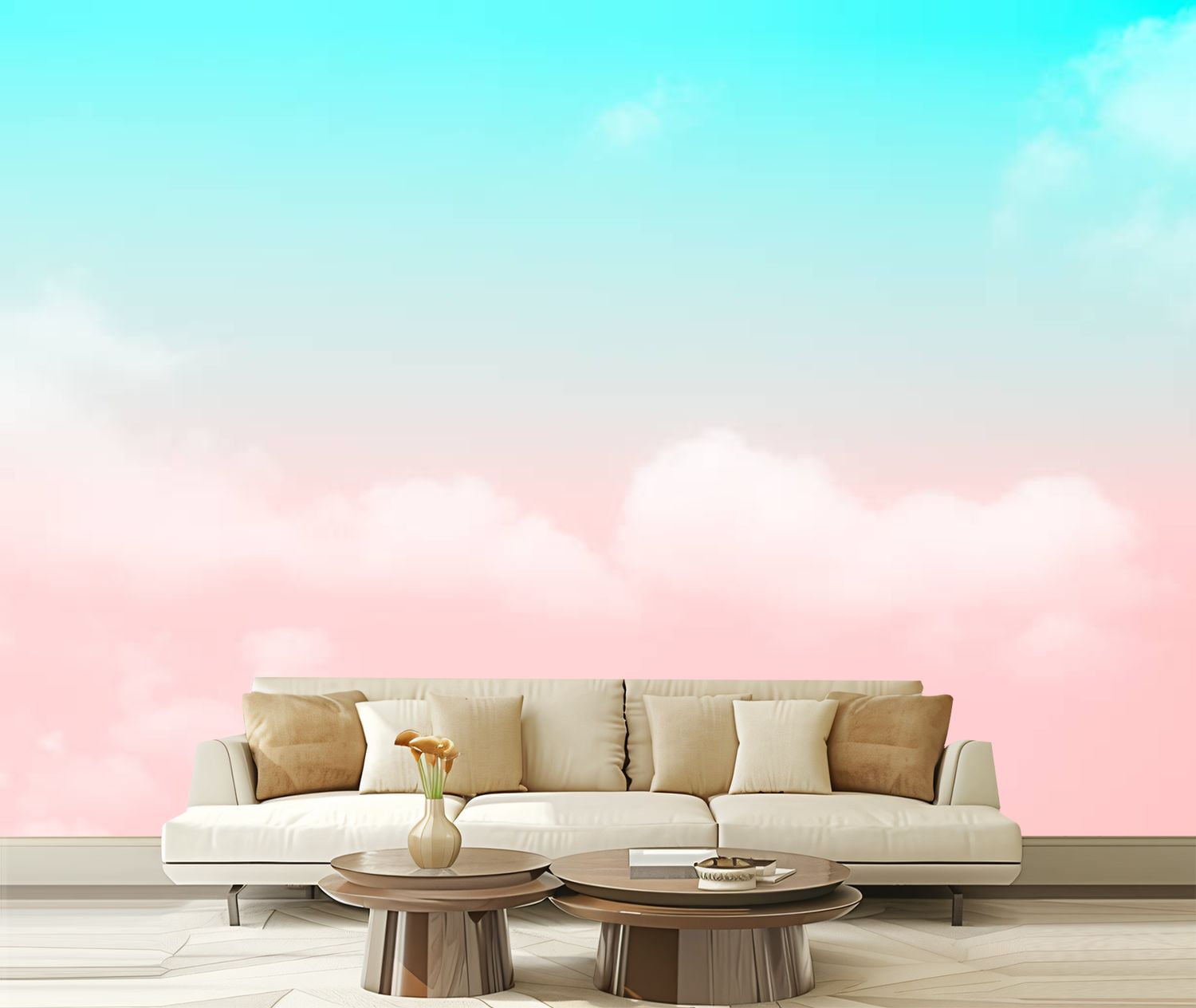Peel and Stick Wallpaper Canvas Sky Pastel Pink Blue Gradient Cloud ...